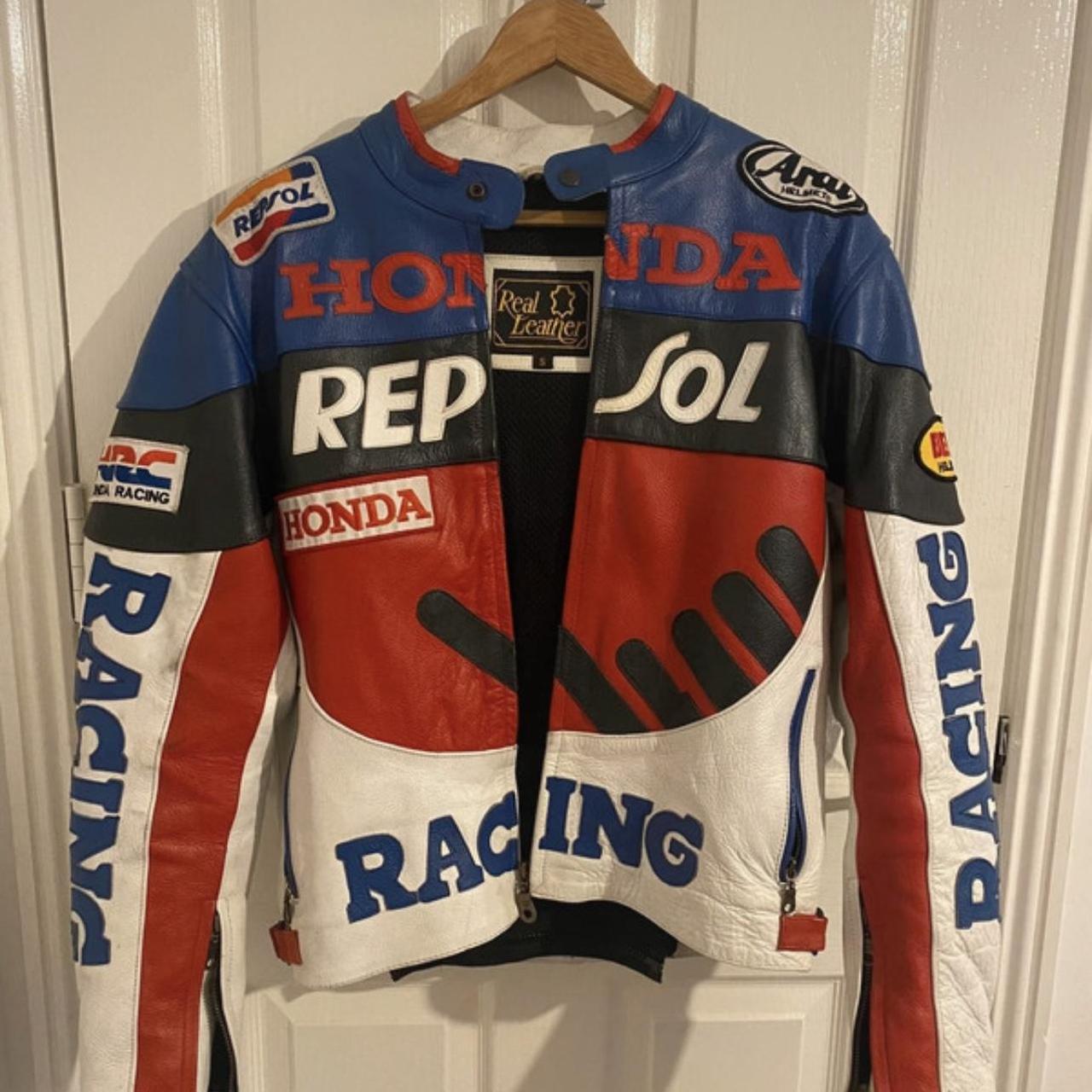 Honda racing jacket - red and blue... - Depop