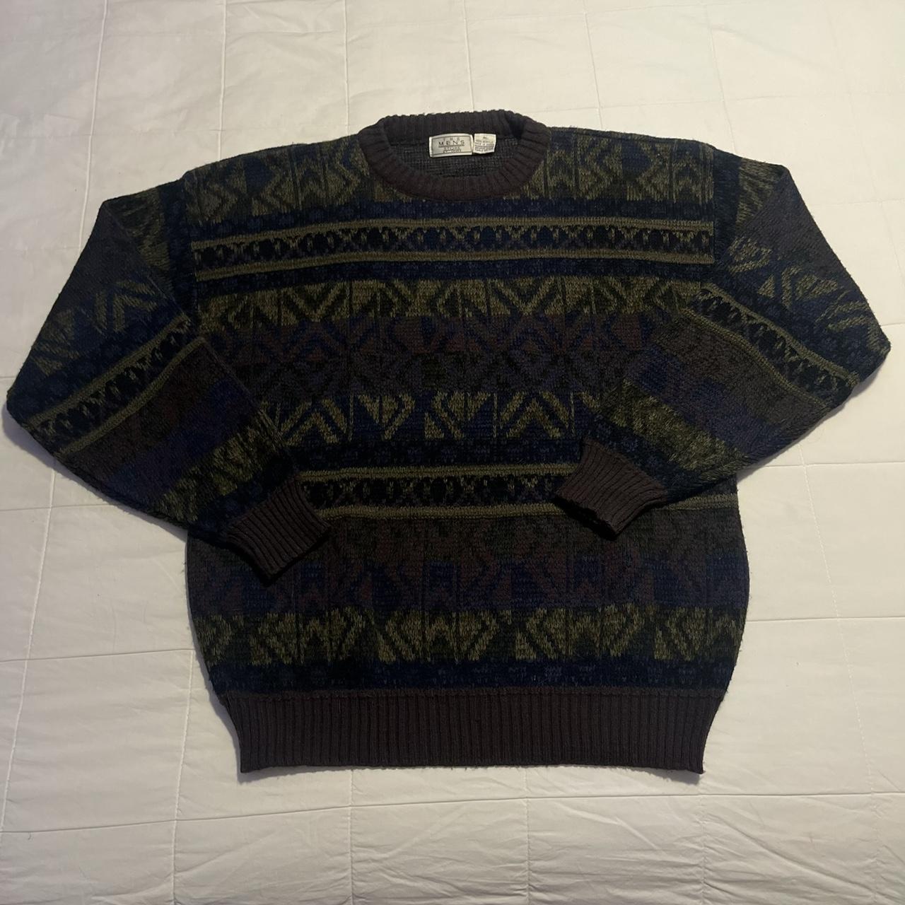 Sears Men's Green and Blue Jumper | Depop