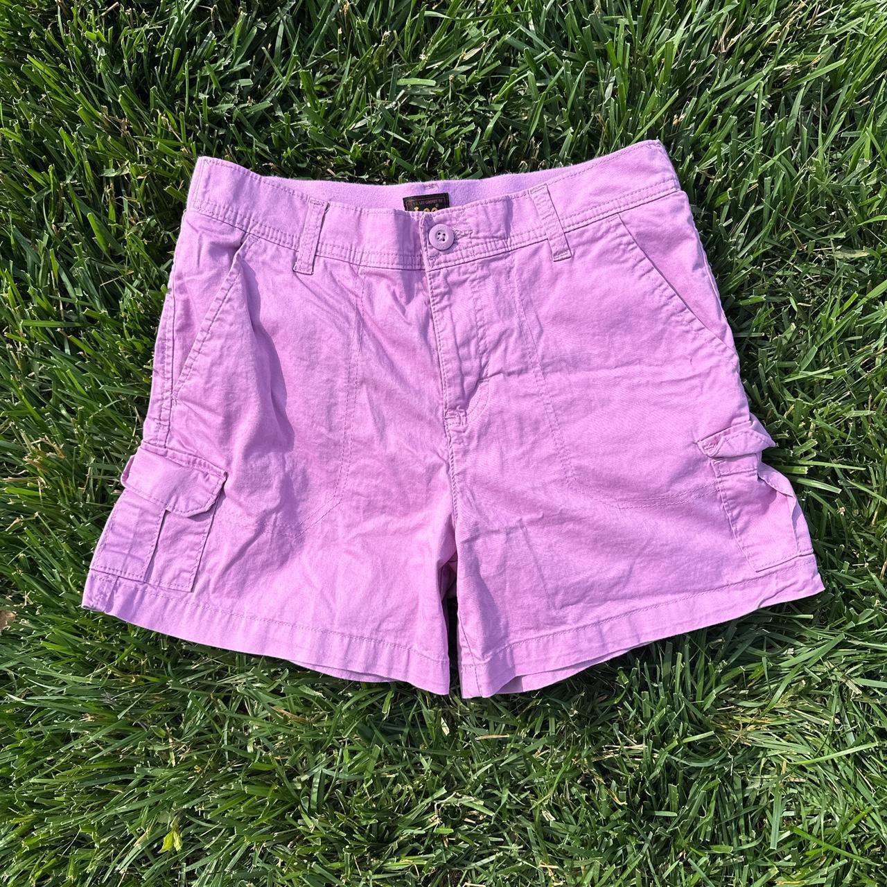 indie purple pink lee cargo shorts waist 15 in... - Depop