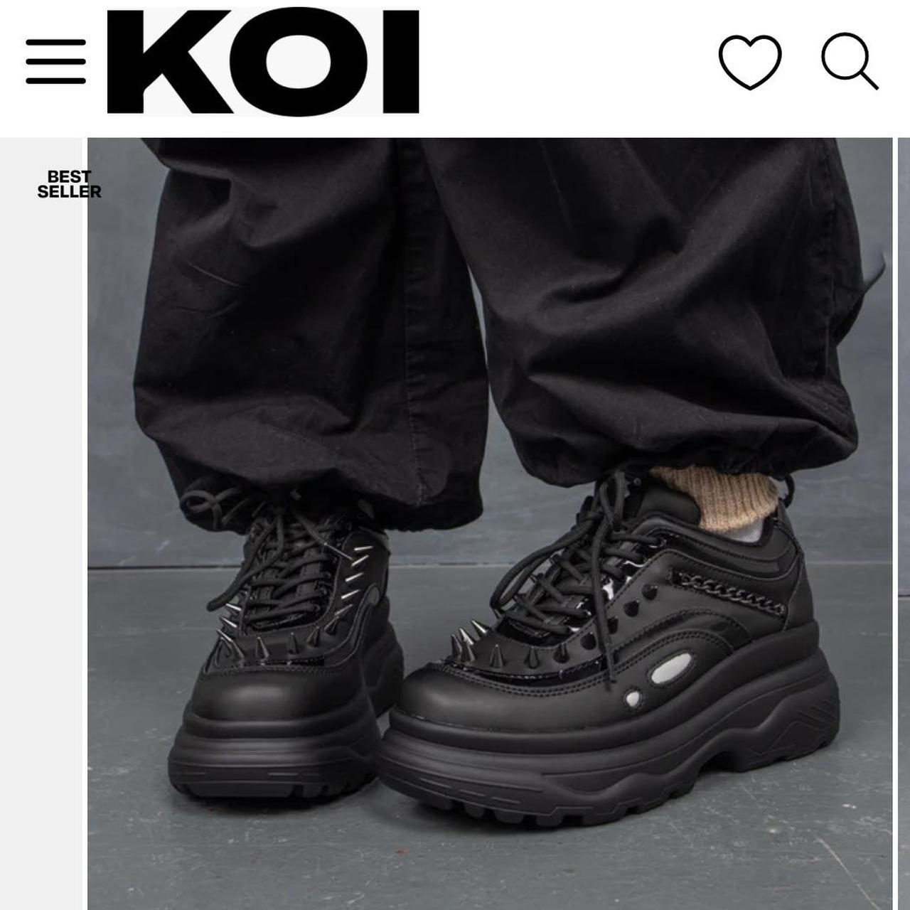 Koi Footwear Women's Black and Silver Trainers | Depop