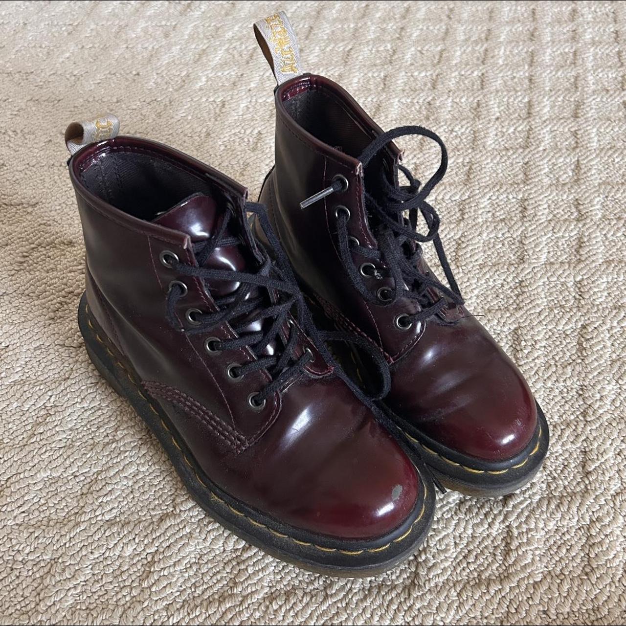 doc martens cherry red boots size US 5 M / US 6 L... - Depop