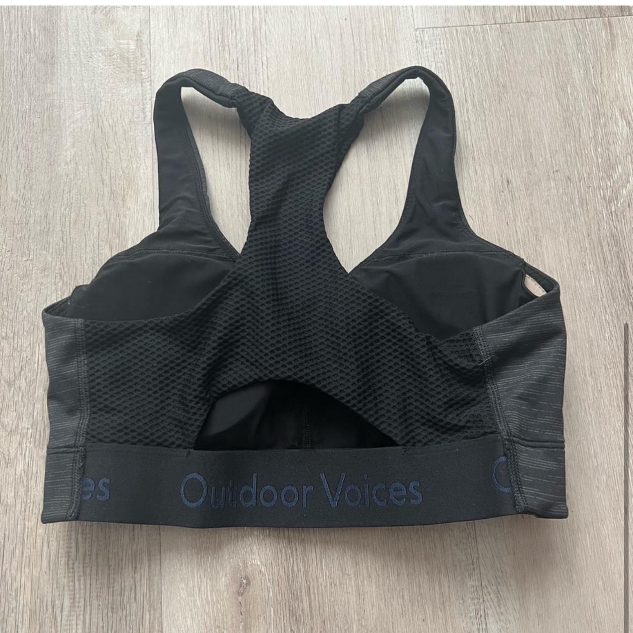 Outdoor Voices Sports Bra in Black Heather - Depop