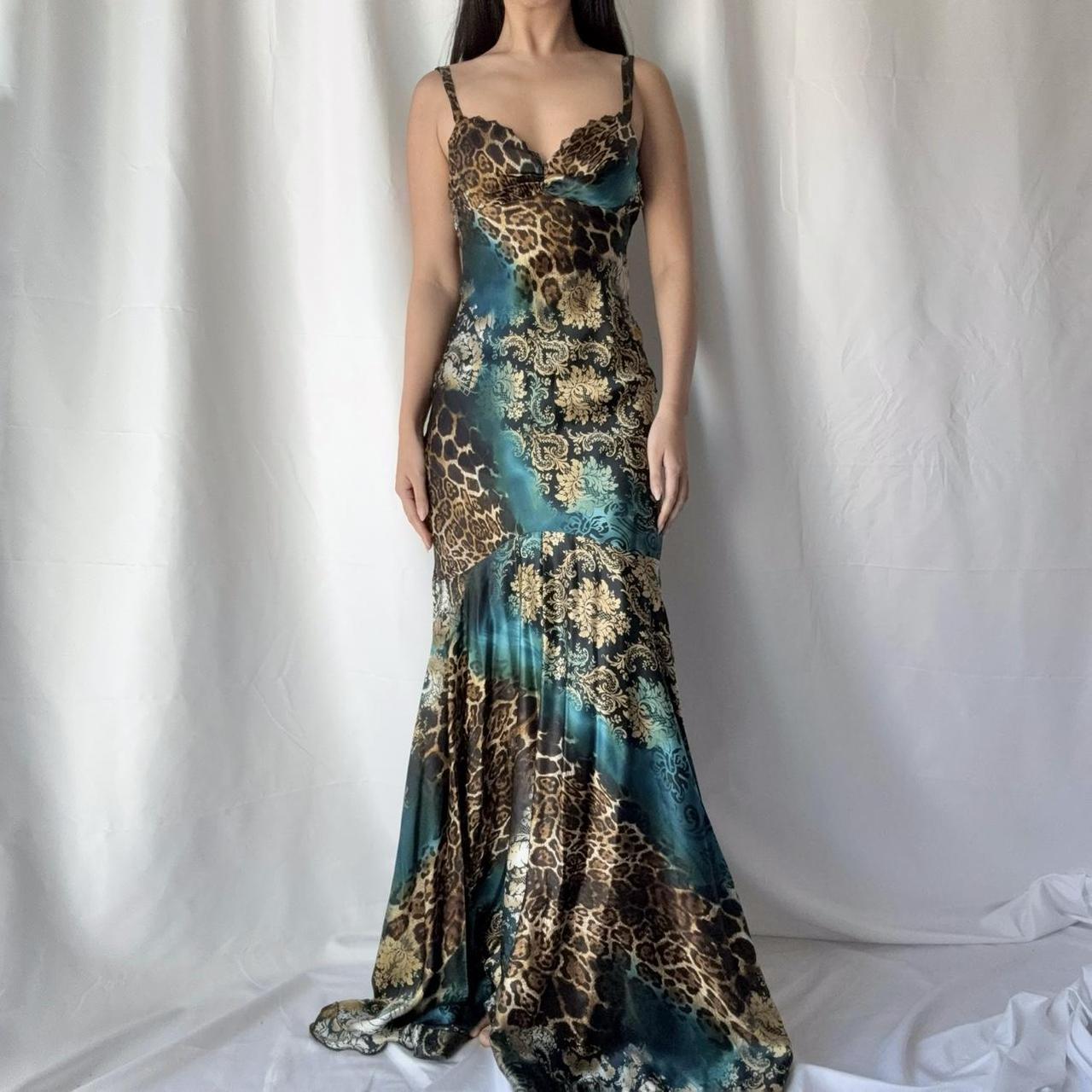 Caché Vintage 90s 100% Silk Mixed Fabric Maxi... - Depop