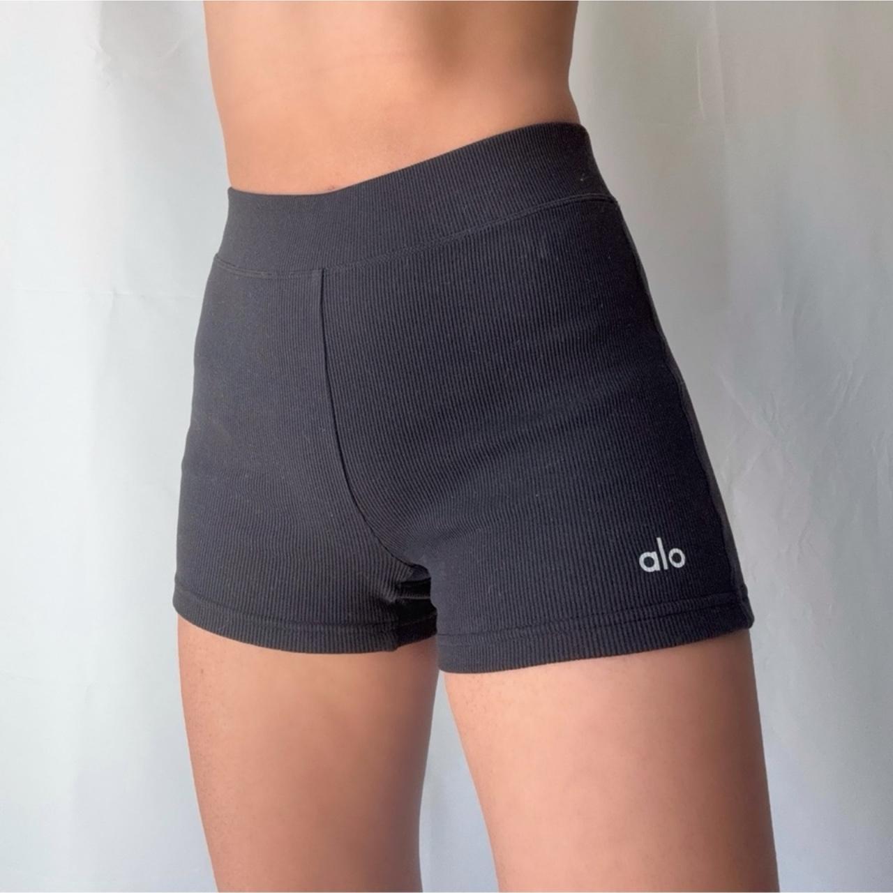 Alo Yoga Mini Rib Bike Short in Black In great... | Depop
