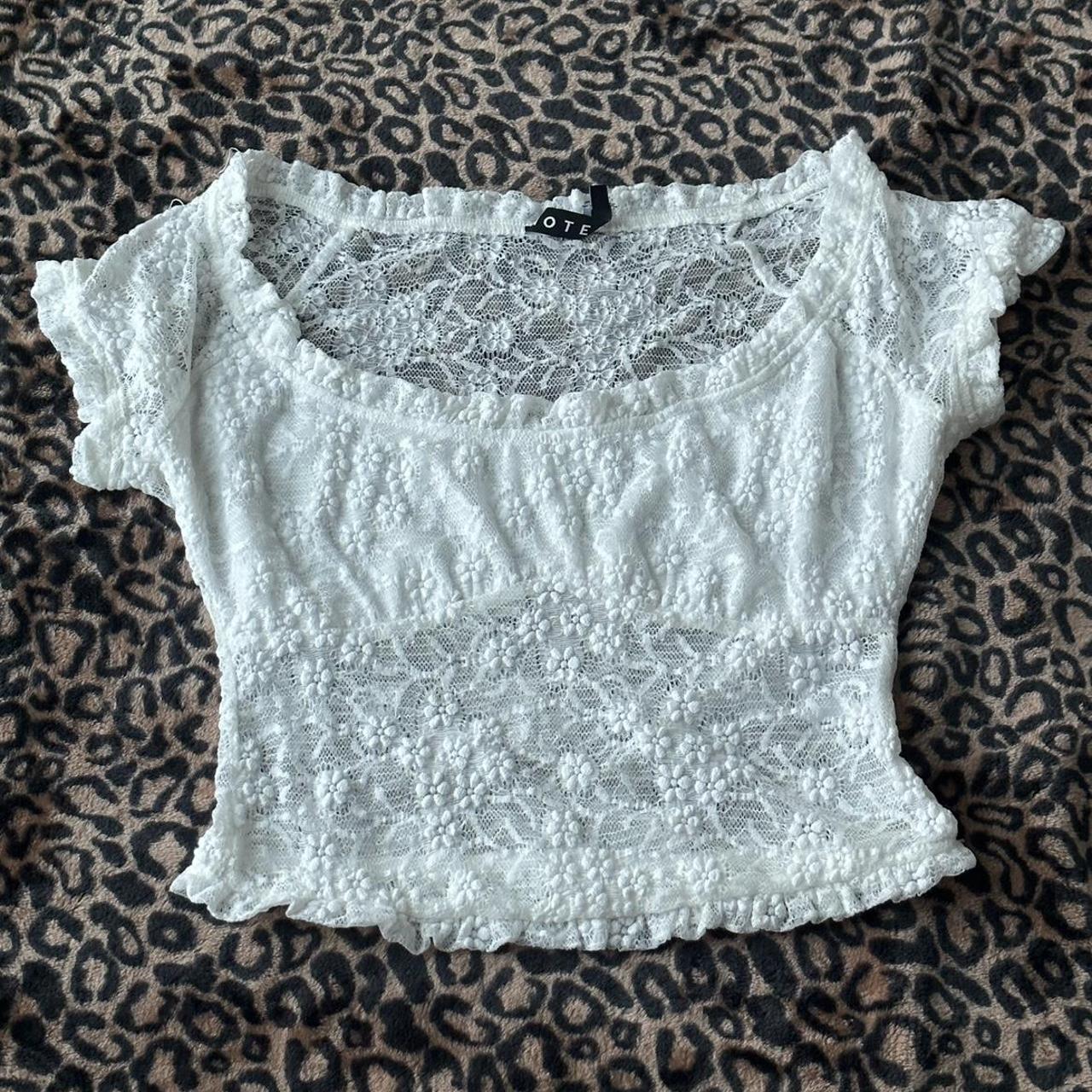 MOTEL ROCKS RUFTE TOP IN LACE IVORY Size: small 🤍 - Depop