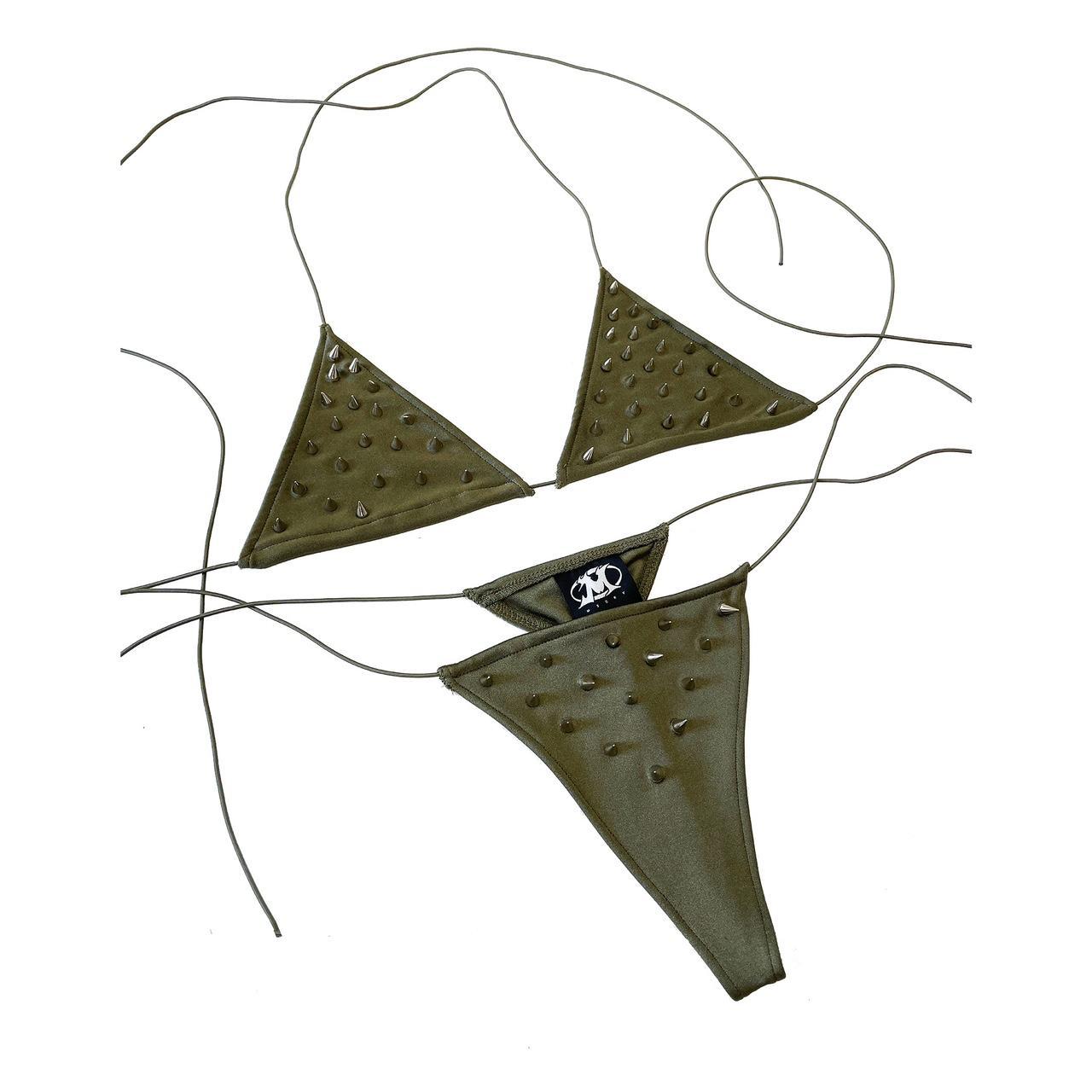 Handmade Khaki Spike Bikini from misky.world... - Depop