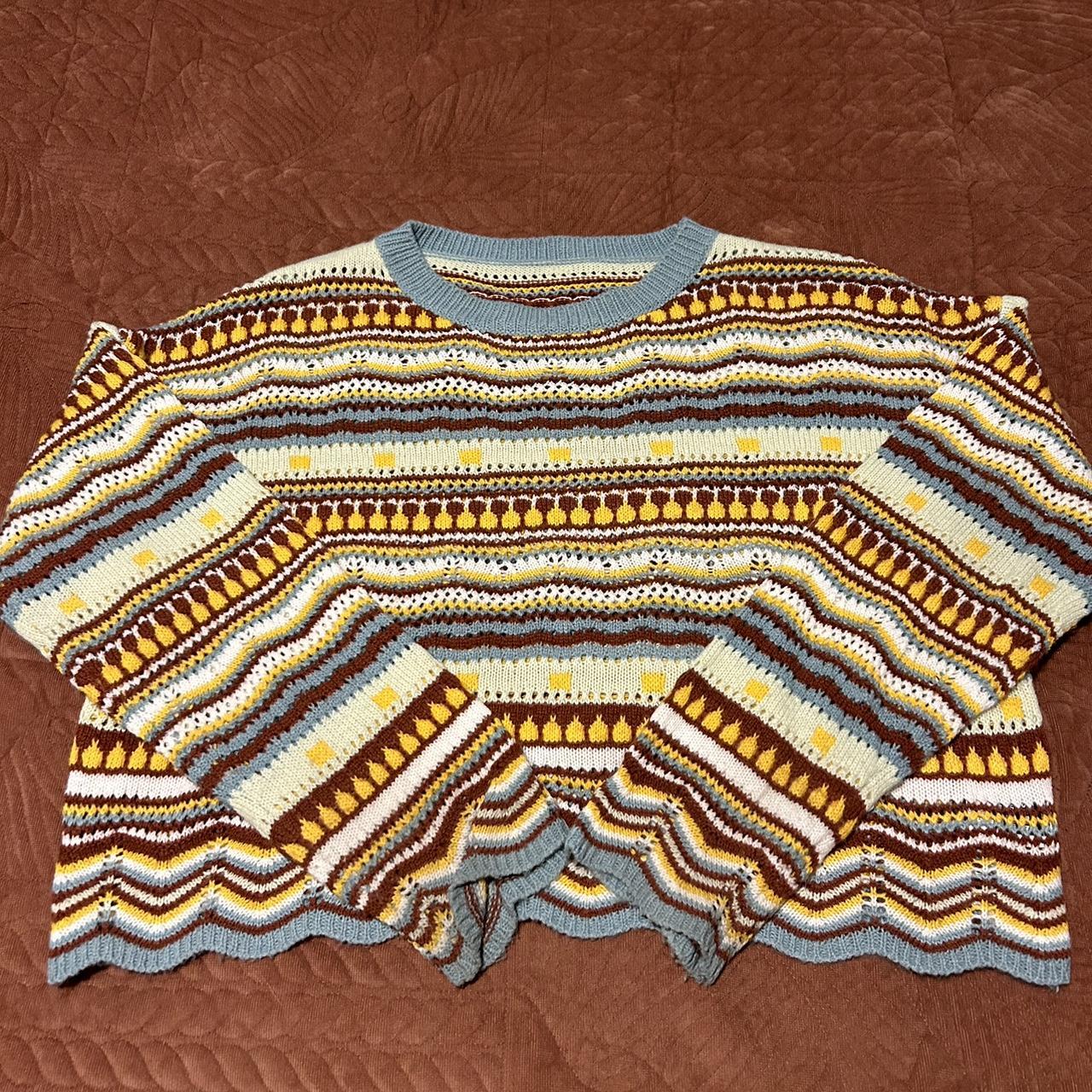 Multi-Coloured Knit Sweater - Depop