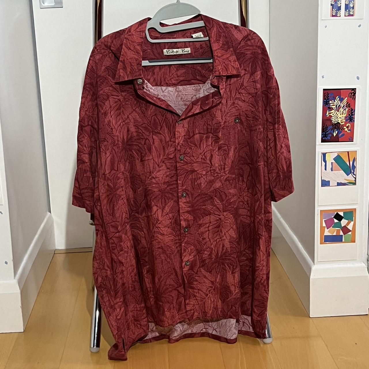 Burgundy Hawaiian shirt in XL. Fits me oversized and... - Depop