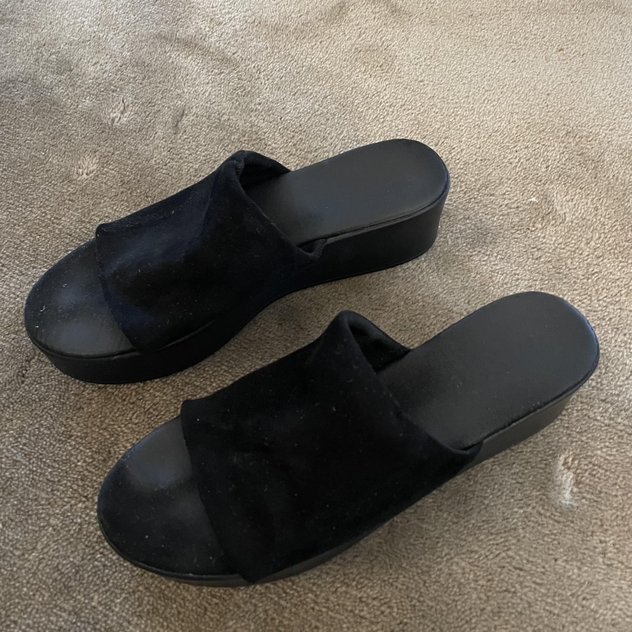 Black platform sandals / slides. Size 8. Pre loved... - Depop