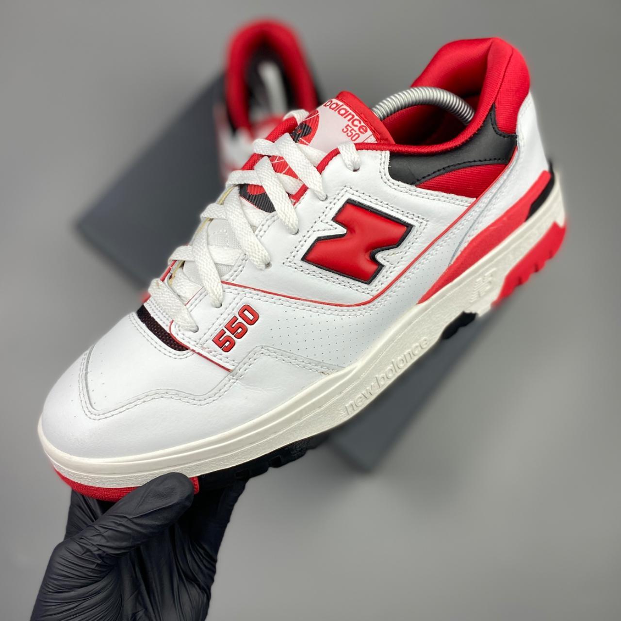 New Balance Men's Red and White Trainers | Depop