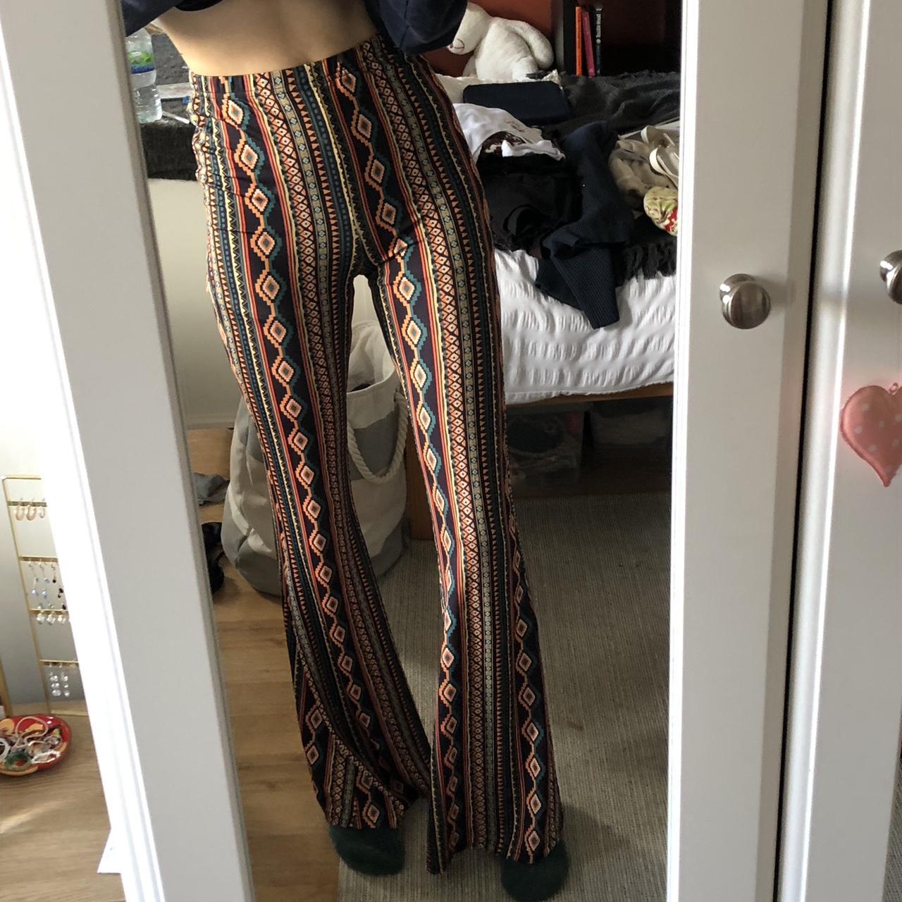 Green, yellow, orange patterned flares. Great for... - Depop