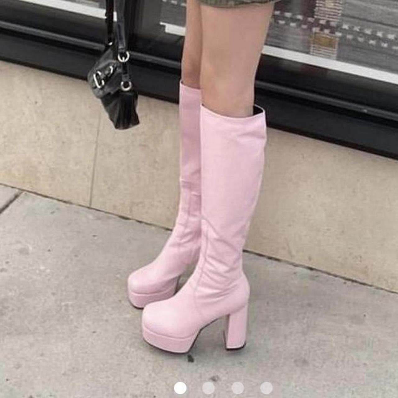 Lamoda Women's Pink Boots | Depop