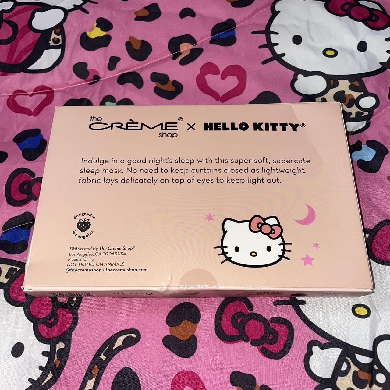 y2k sleep mask hello kitty silk sleep mask black &... - Depop