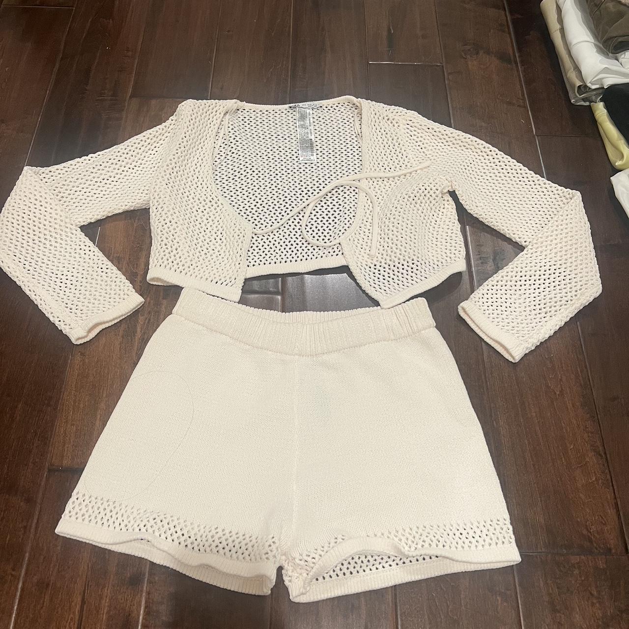 Zara knit set. Worn once. Perfect as a cover up - Depop