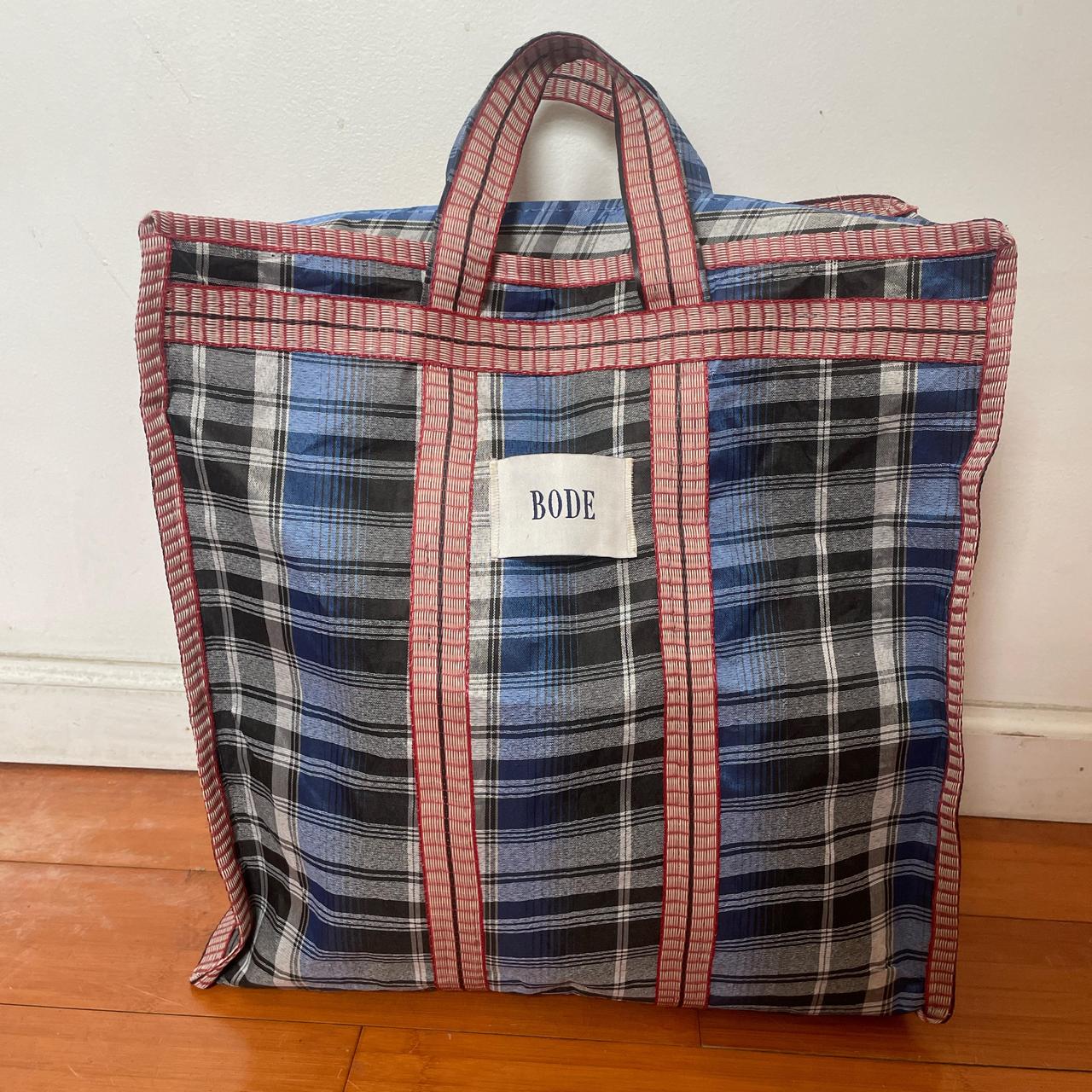 BODE WOVEN TOTE BAG w/ ZIP • PLAID : red blue black... - Depop
