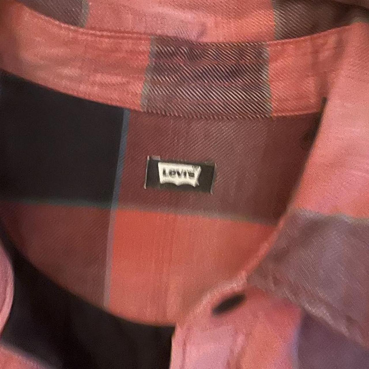 Red Checkered Levi Jacket. Size L. good used condition. - Depop