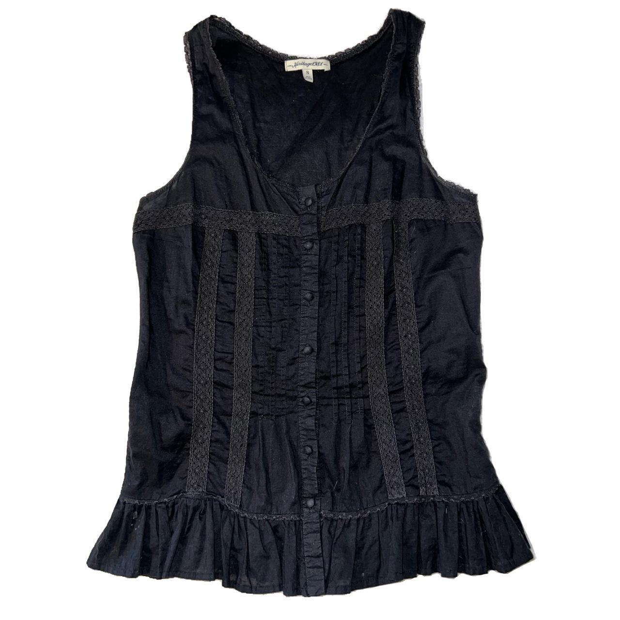 black peasant tank top with lace details. this is... | Depop
