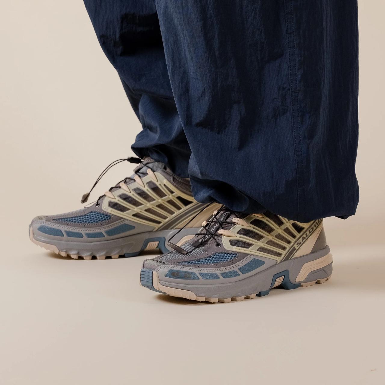 Salomon ACS Pro Shoes Pewter Monument Aegean Blue.... - Depop