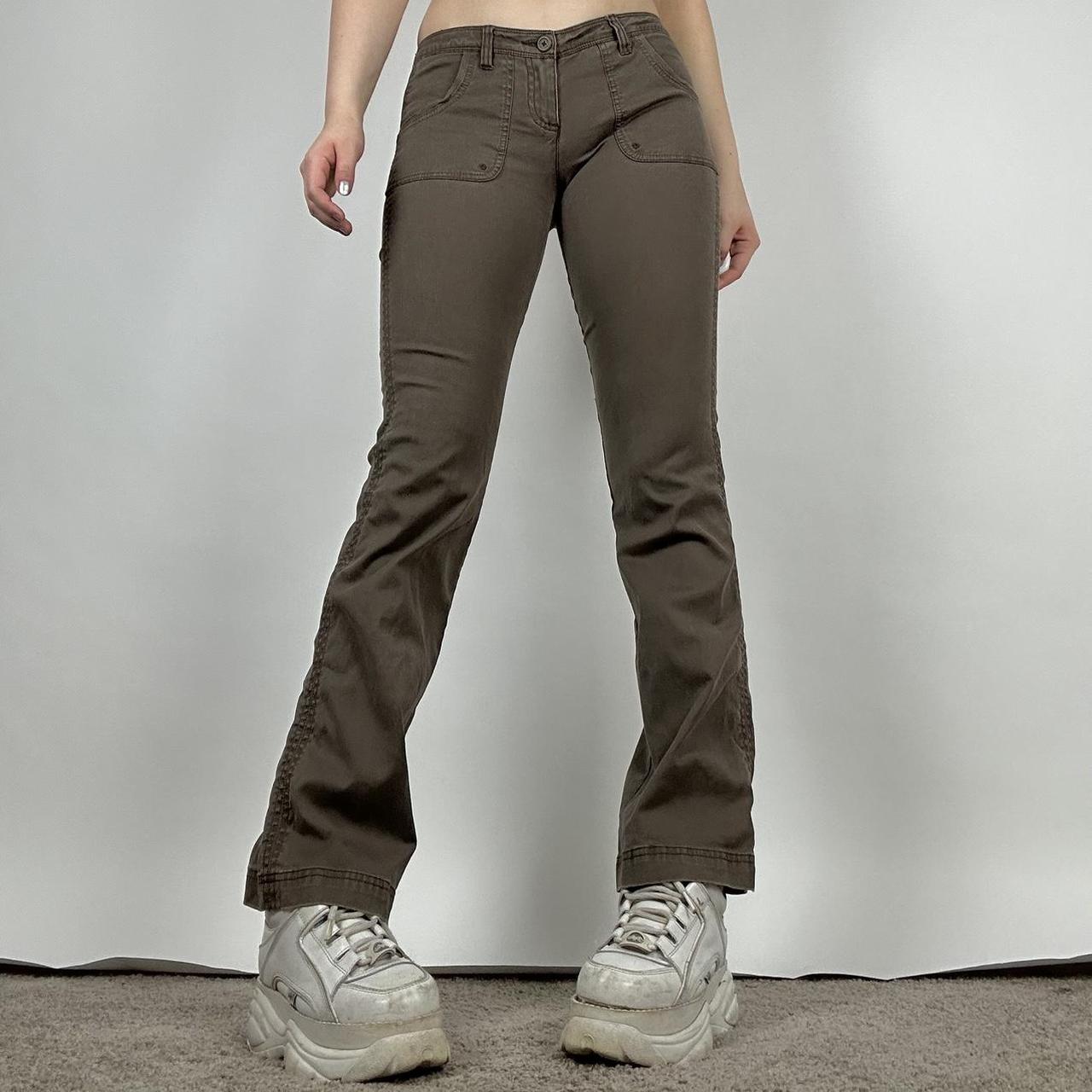 y2k low rise brown pants 🐾 brown low rise flare... - Depop