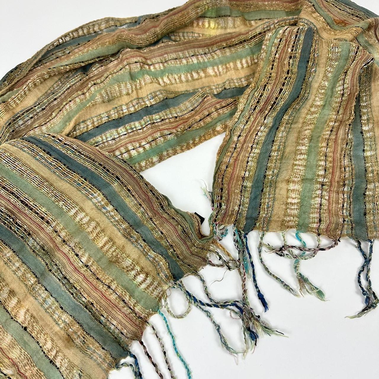 earthy woven scarf 🌿 earth toned striped woven... - Depop