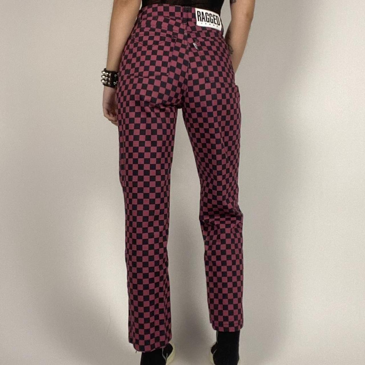 High waisted checkered ragged priest pants size 26... - Depop
