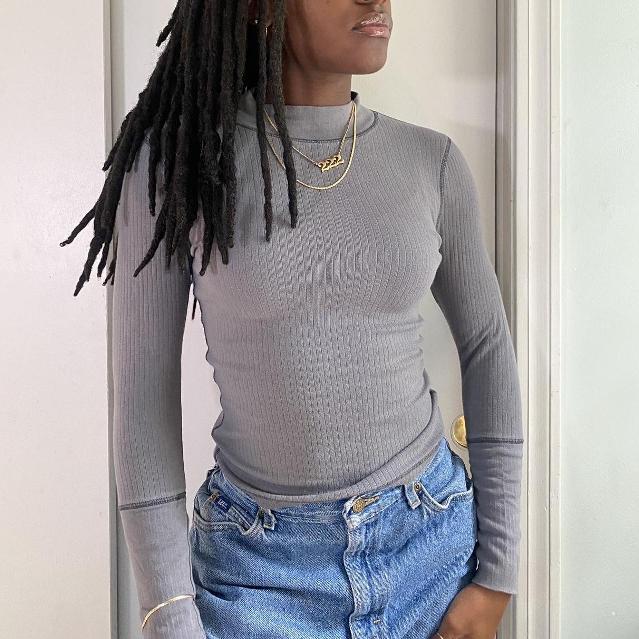 Vintage grey ribbed long sleeve Perfect light weight... - Depop