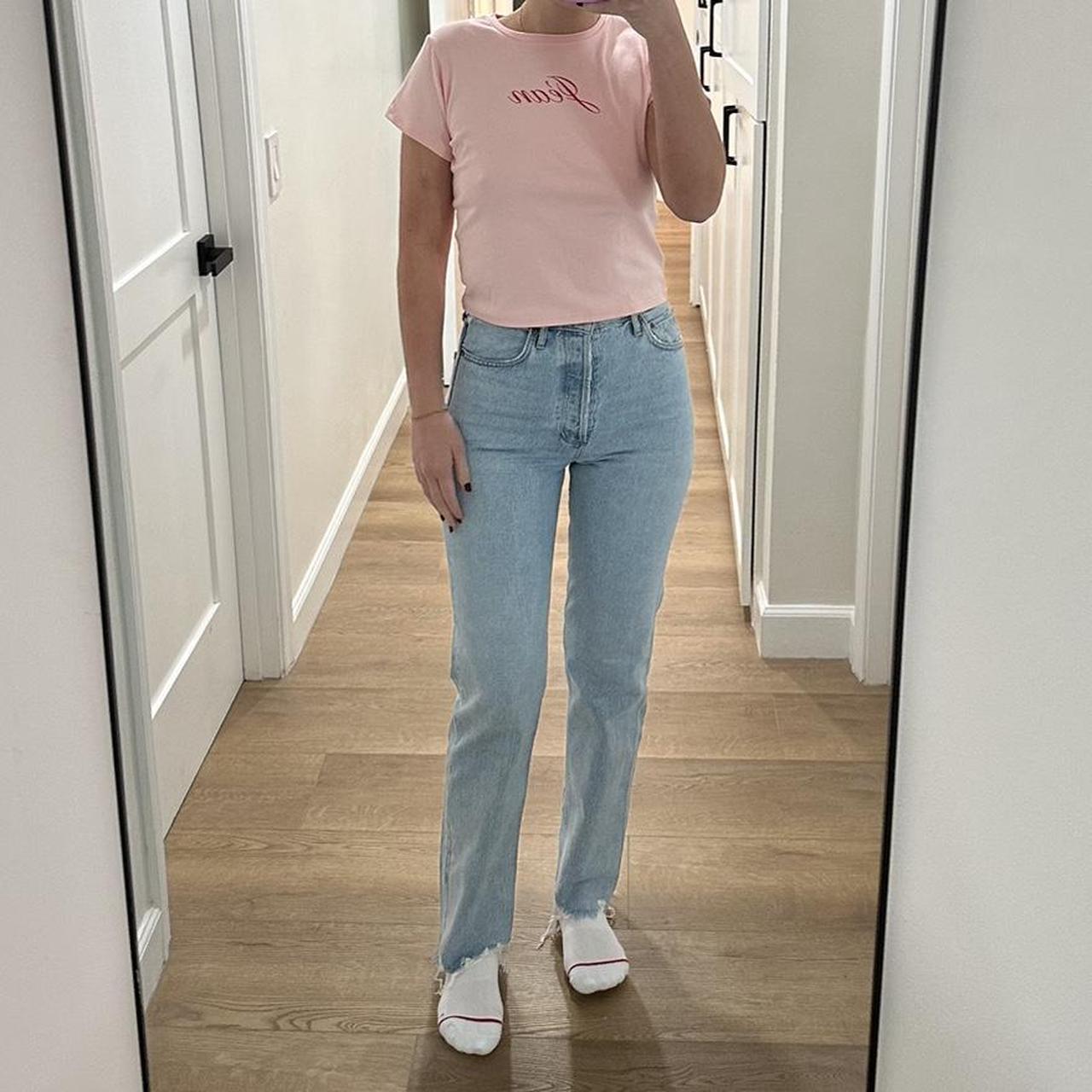 With jean pink baby tee #withjean #babytee... - Depop