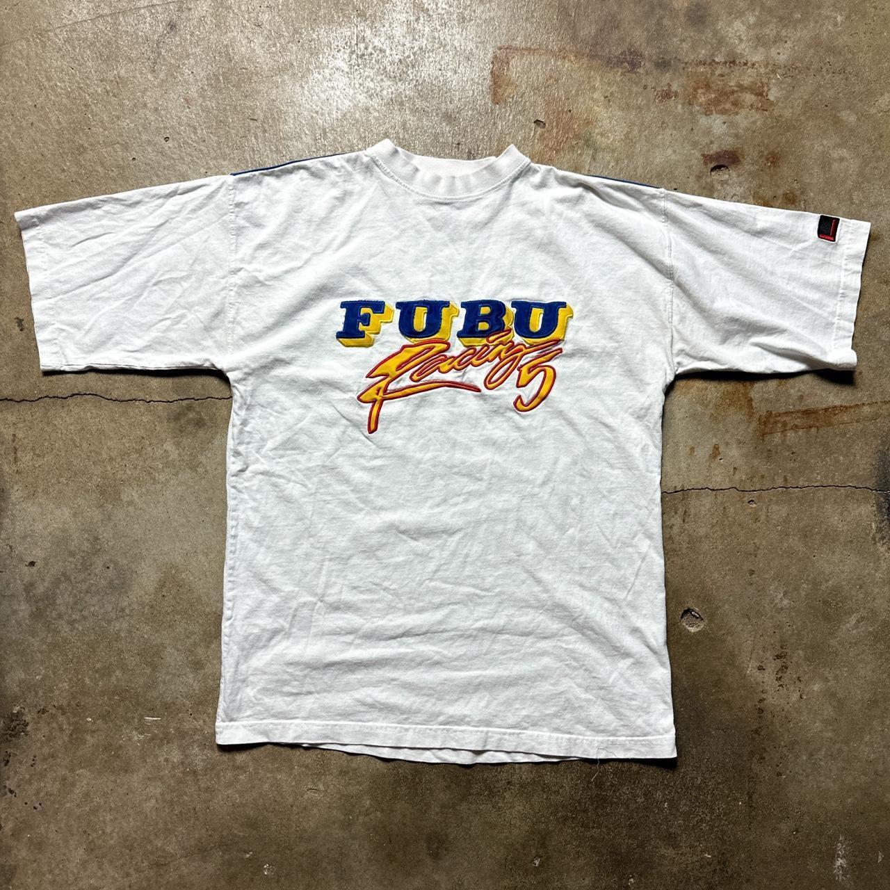 90s vintage fubu racing t shirt cut n sew boxy Y2K... - Depop
