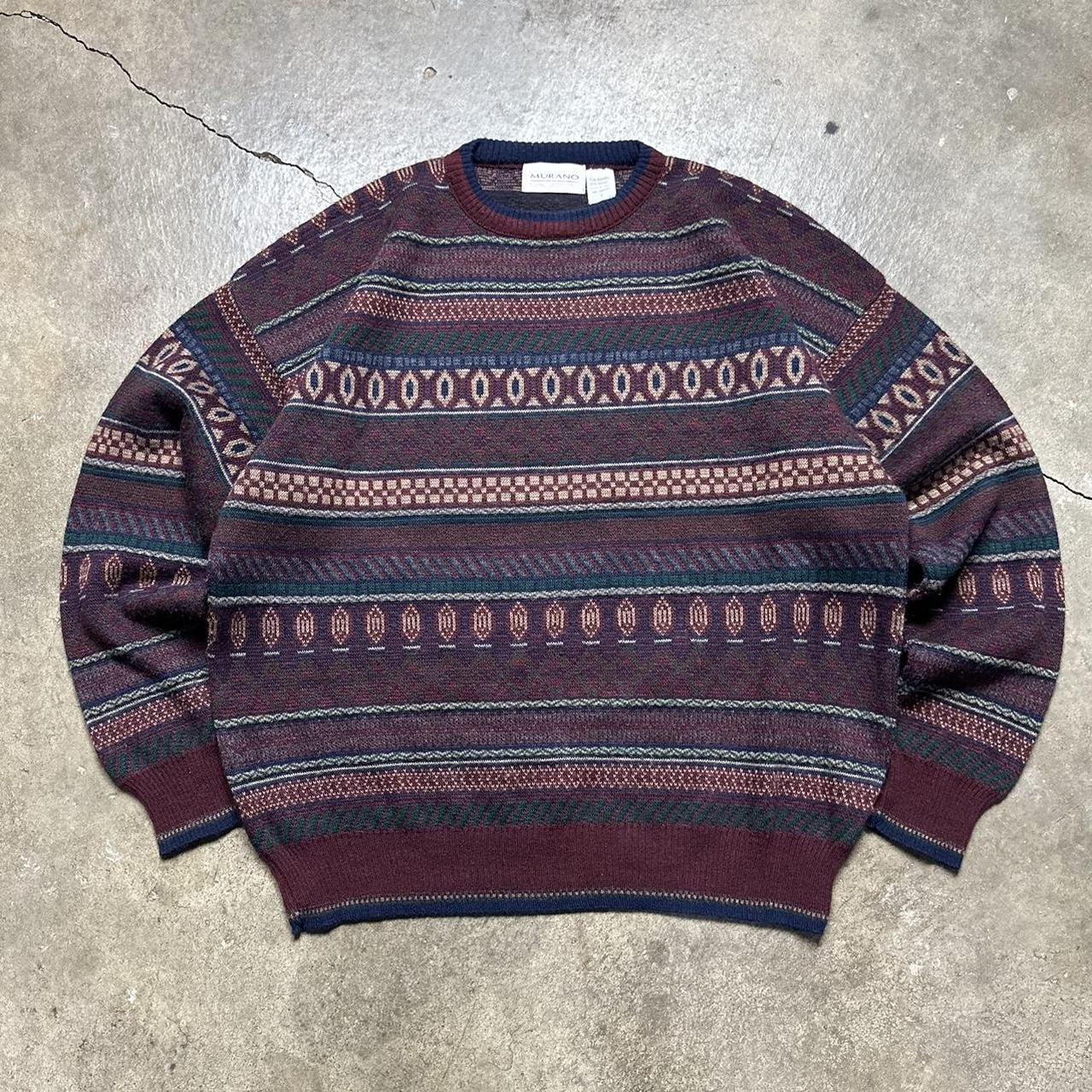 vintage grandpa sweater 90s earthtone knitwear made... - Depop