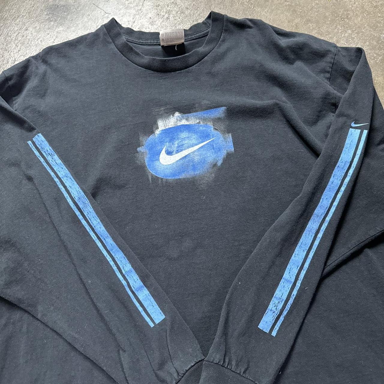 vintage Nike long sleeve shirt 1990s black top... - Depop