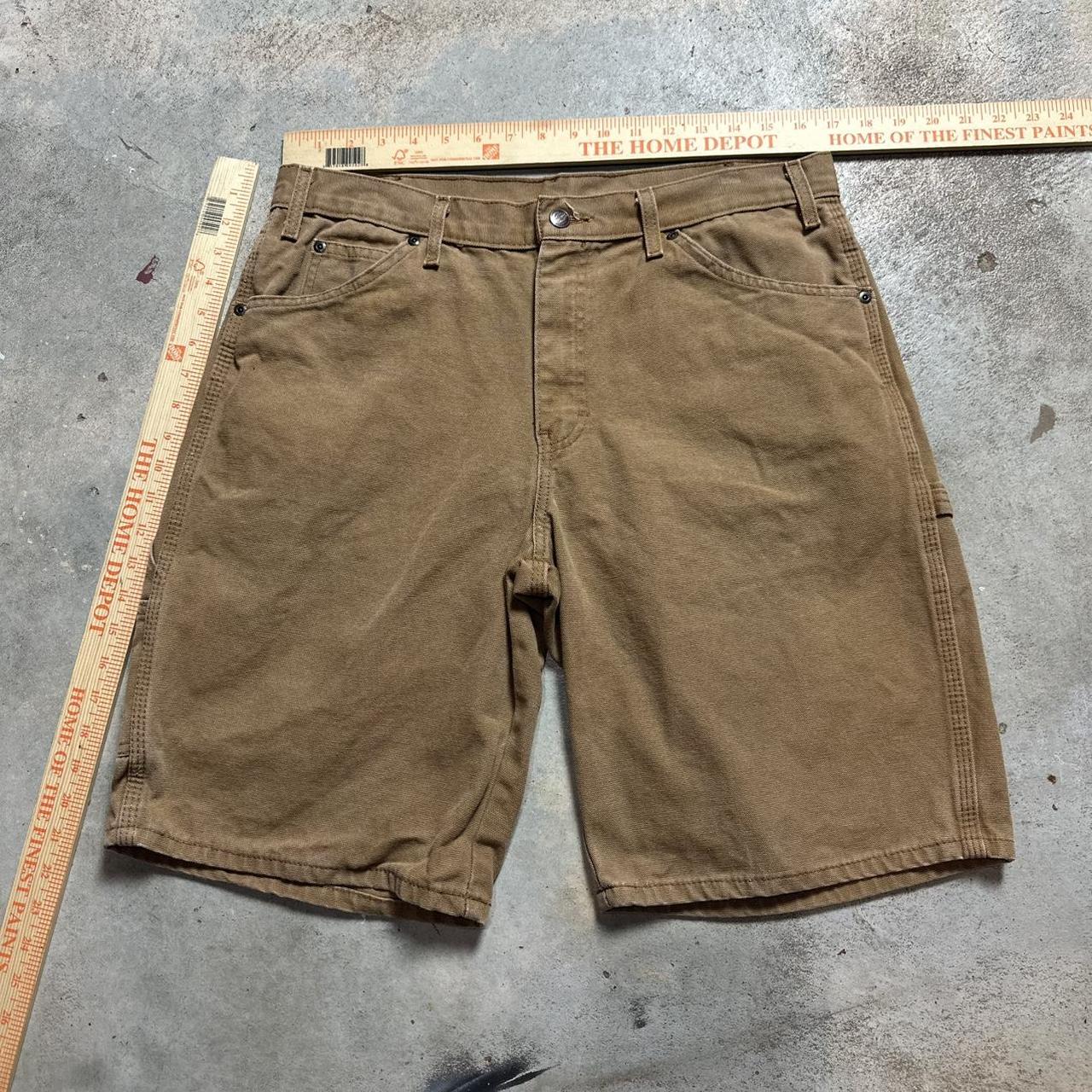 Y2k baggy skater cargo jorts vintage tan denim... | Depop