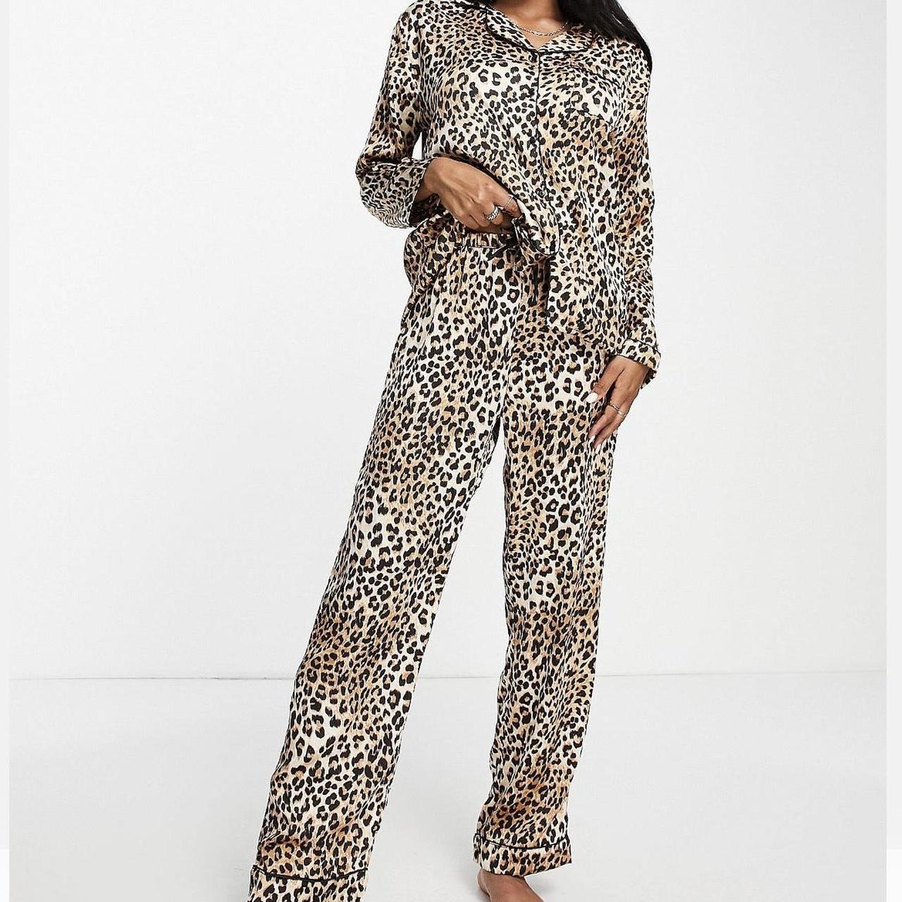 Loungeable satin leopard pyjama set size XS. Brand... - Depop