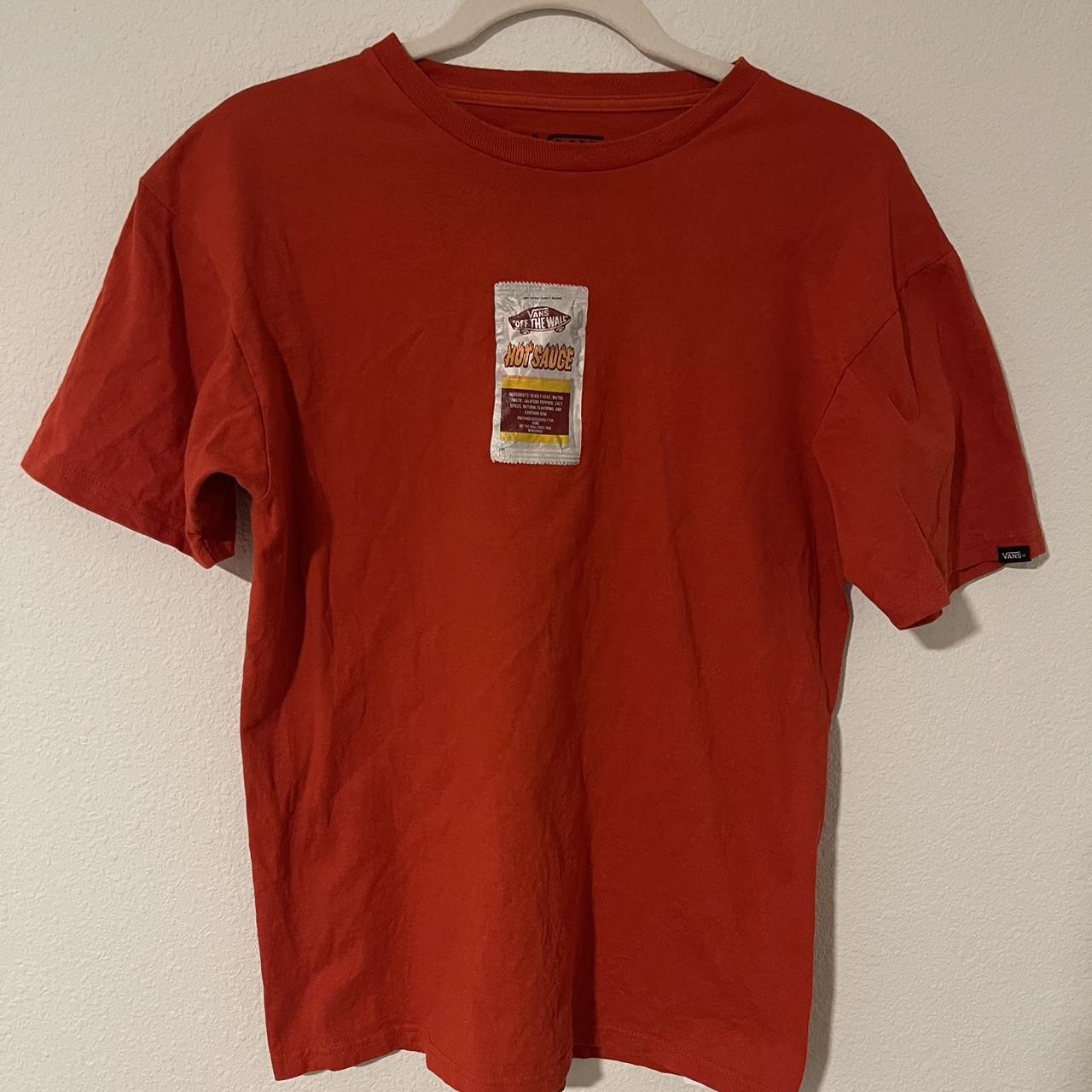 Men’s Vans graphic tee. Bright red with hot sauce... - Depop