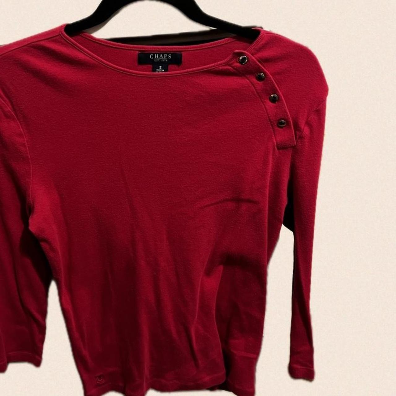 Preppy hot pink Chaps top with silver buttons... - Depop