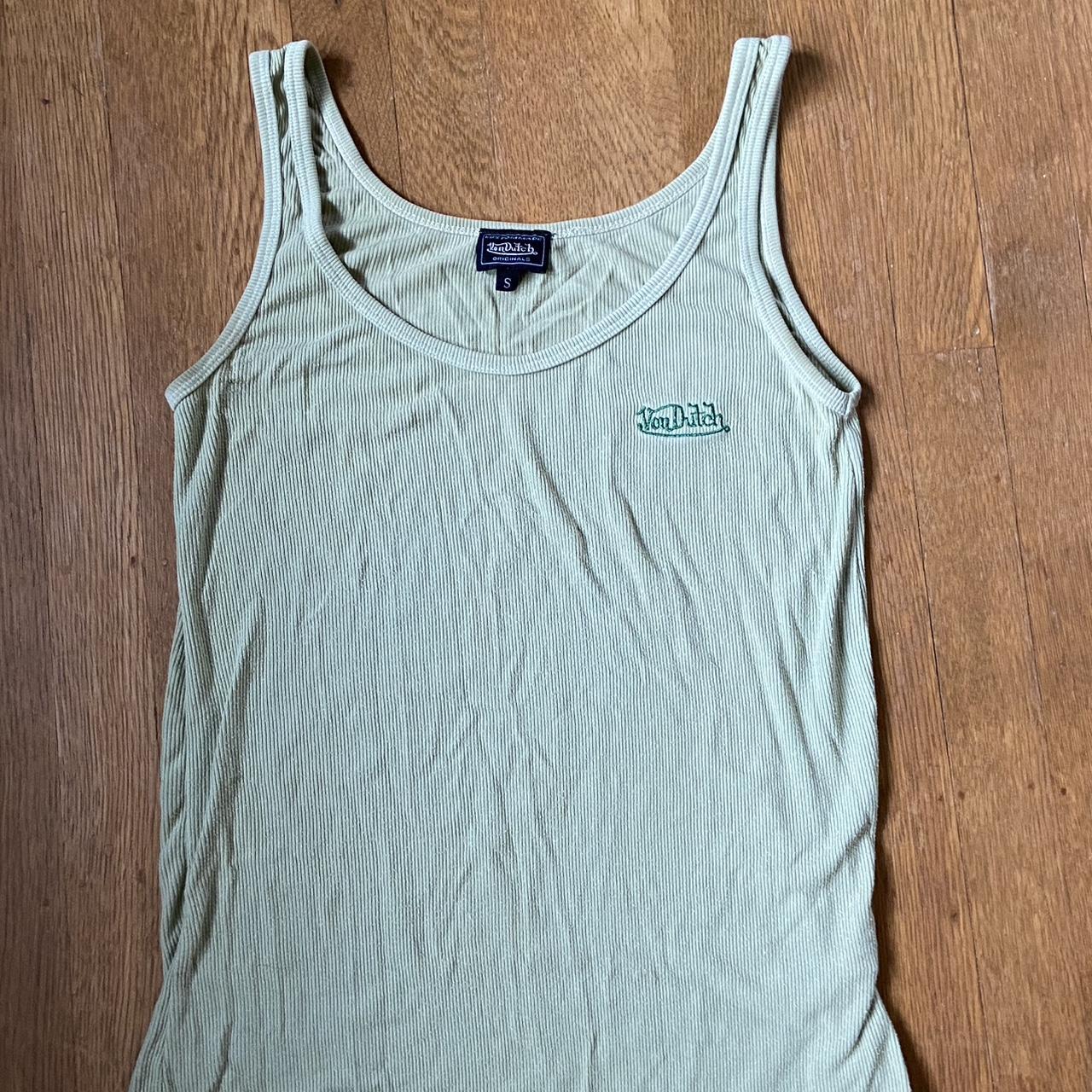 Vintage mint/matcha green ribbed Von Dutch tank top... - Depop