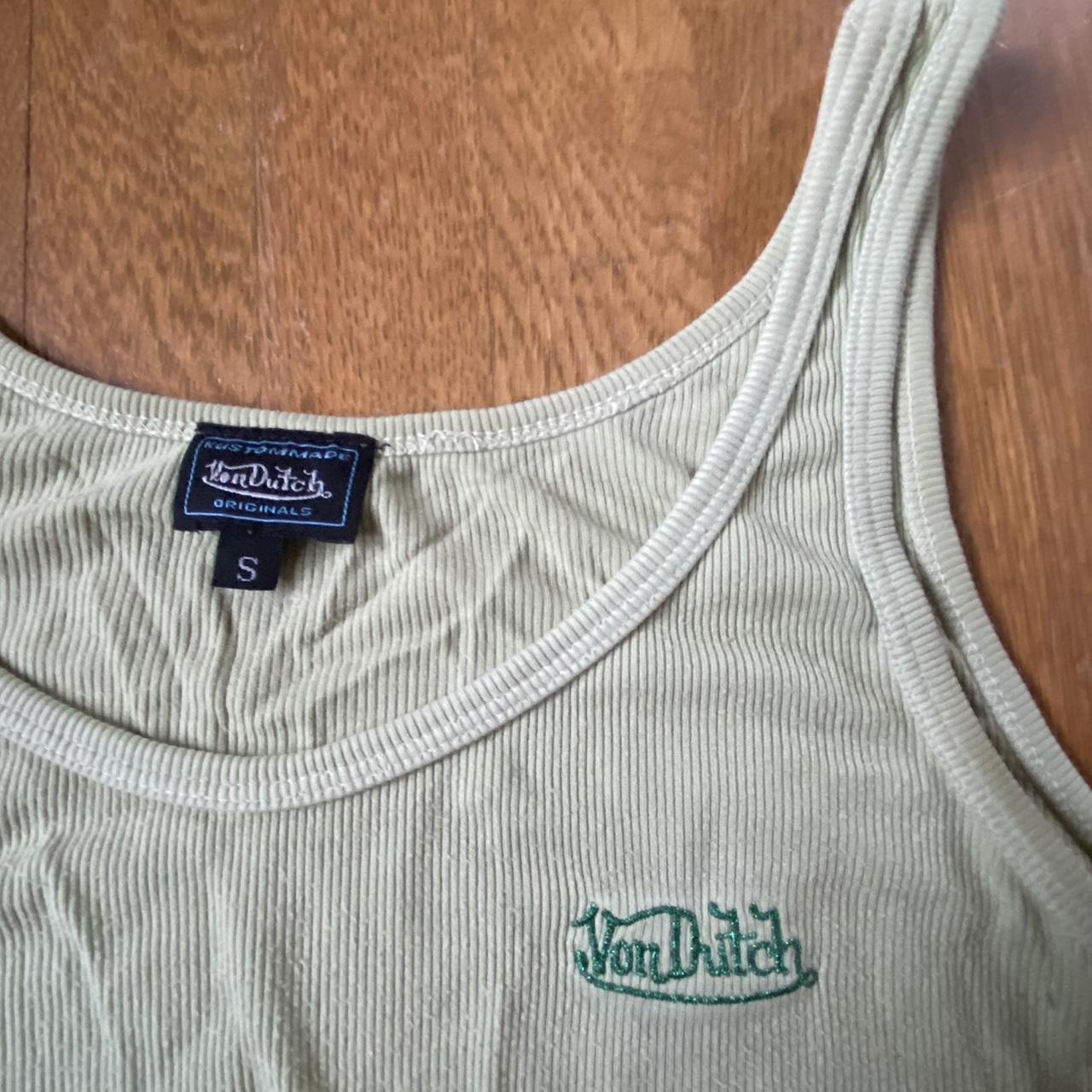 Vintage mint/matcha green ribbed Von Dutch tank top... - Depop