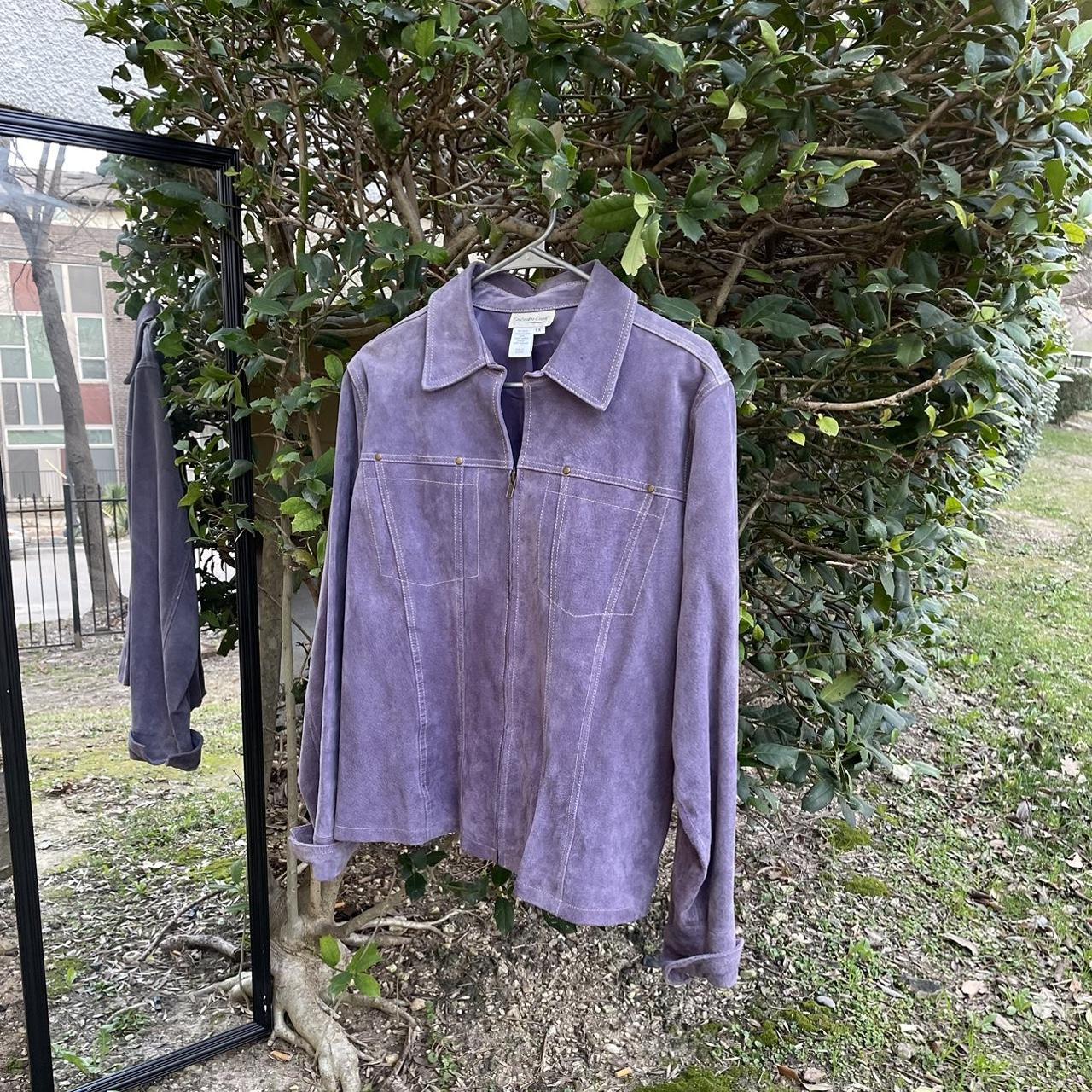 Lavender Leather Jacket Zipper Closure Decorative... - Depop