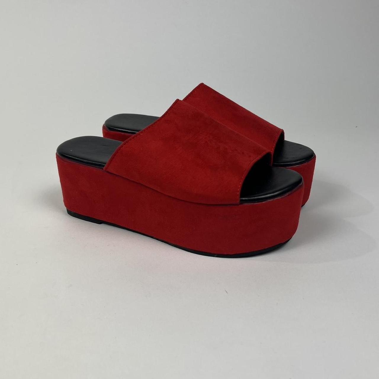 Vintage red platform slides 🥵🥵🥵 90s chunky platforms... - Depop