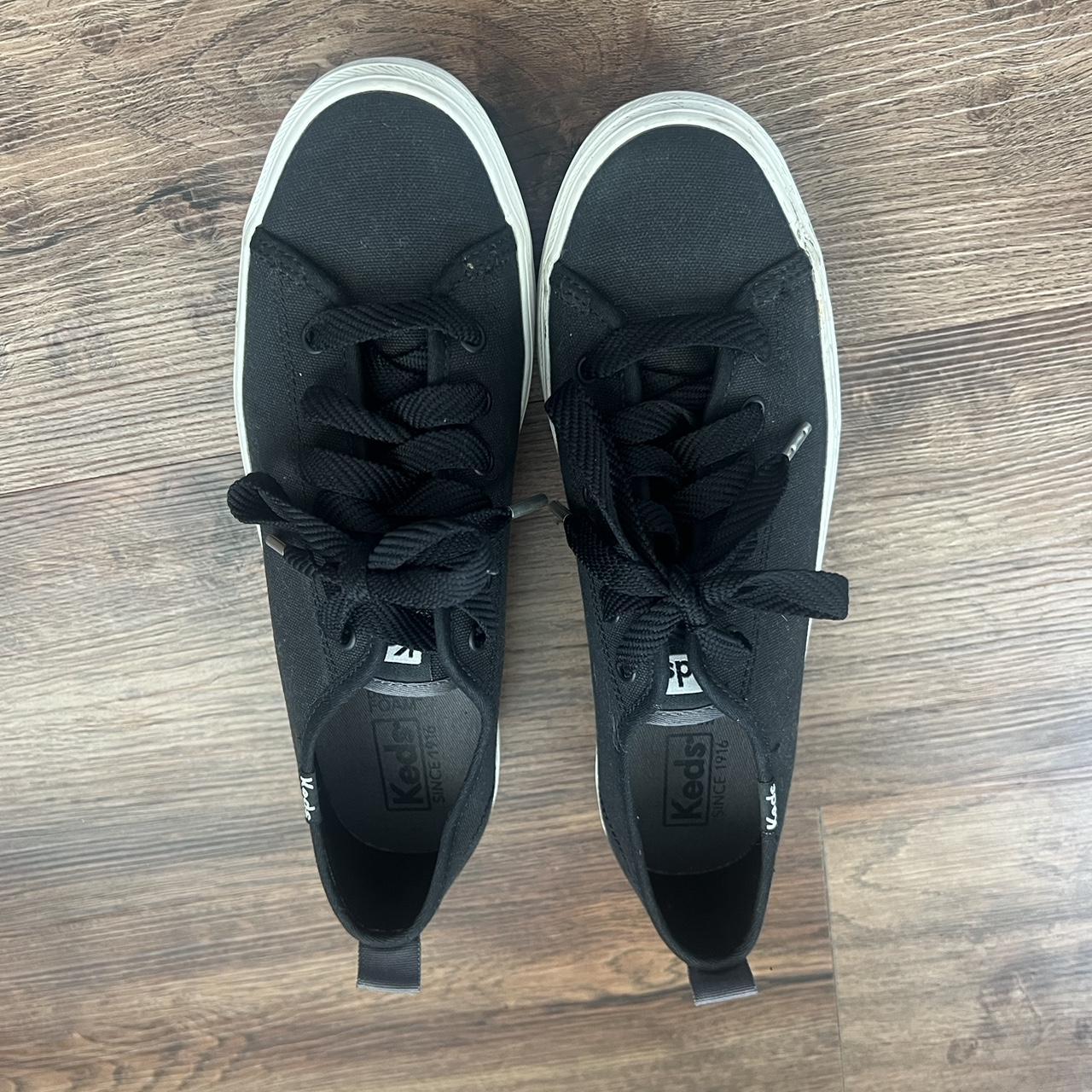 Black and white platform keds so cute! Hardly worn!! 7 - Depop
