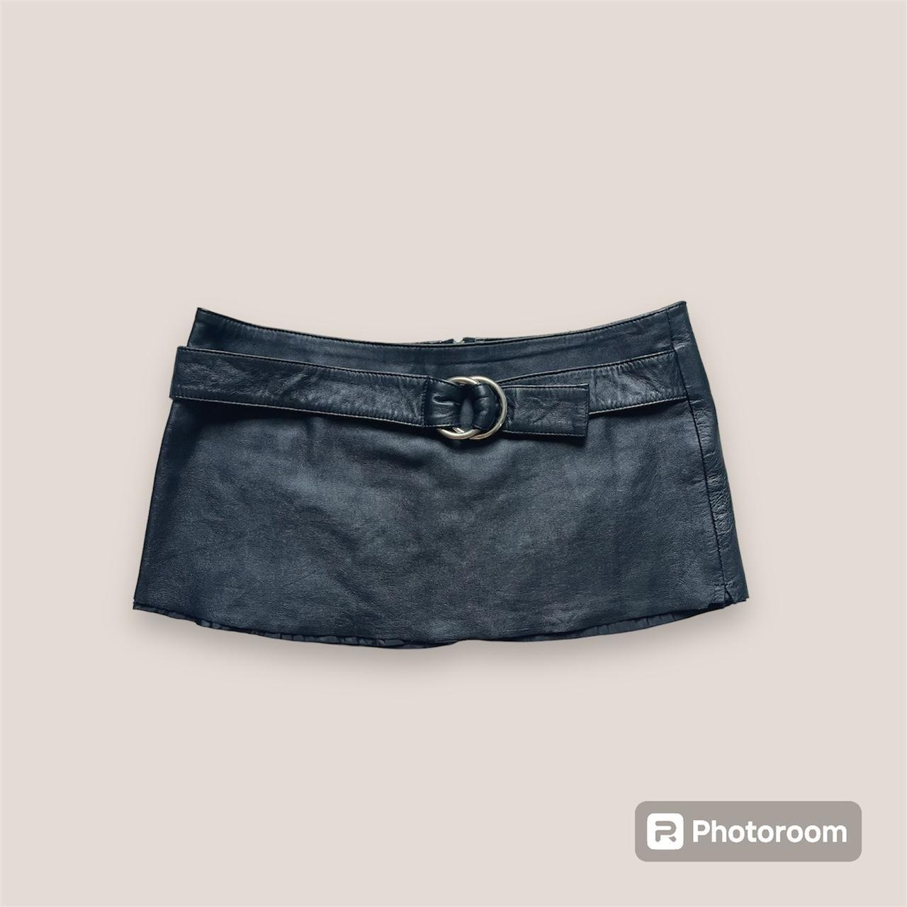 🥀🍸 Vintage y2k Claude Lamont leather micro cut off... - Depop