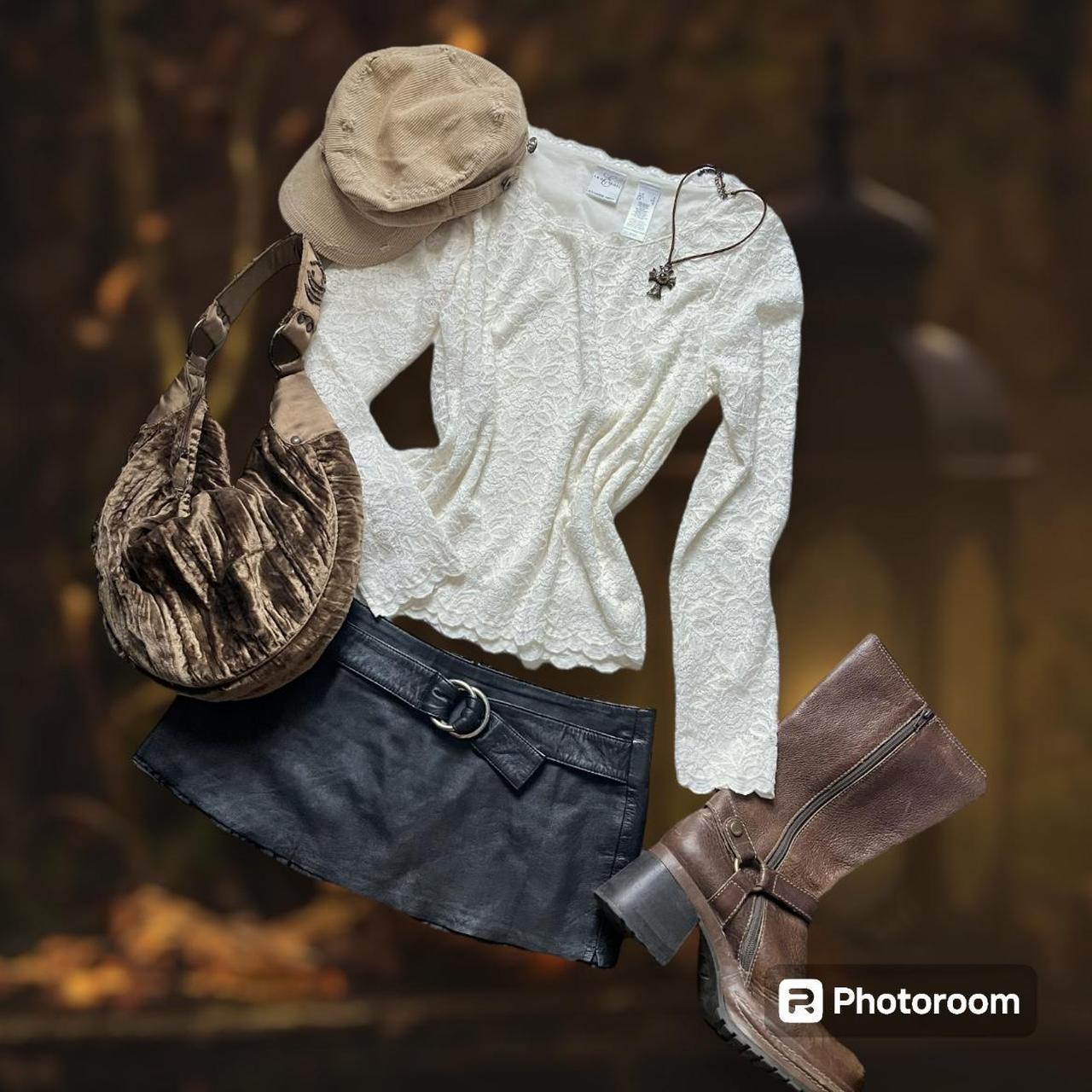 🥀🍸 Vintage y2k Claude Lamont leather micro cut off... - Depop