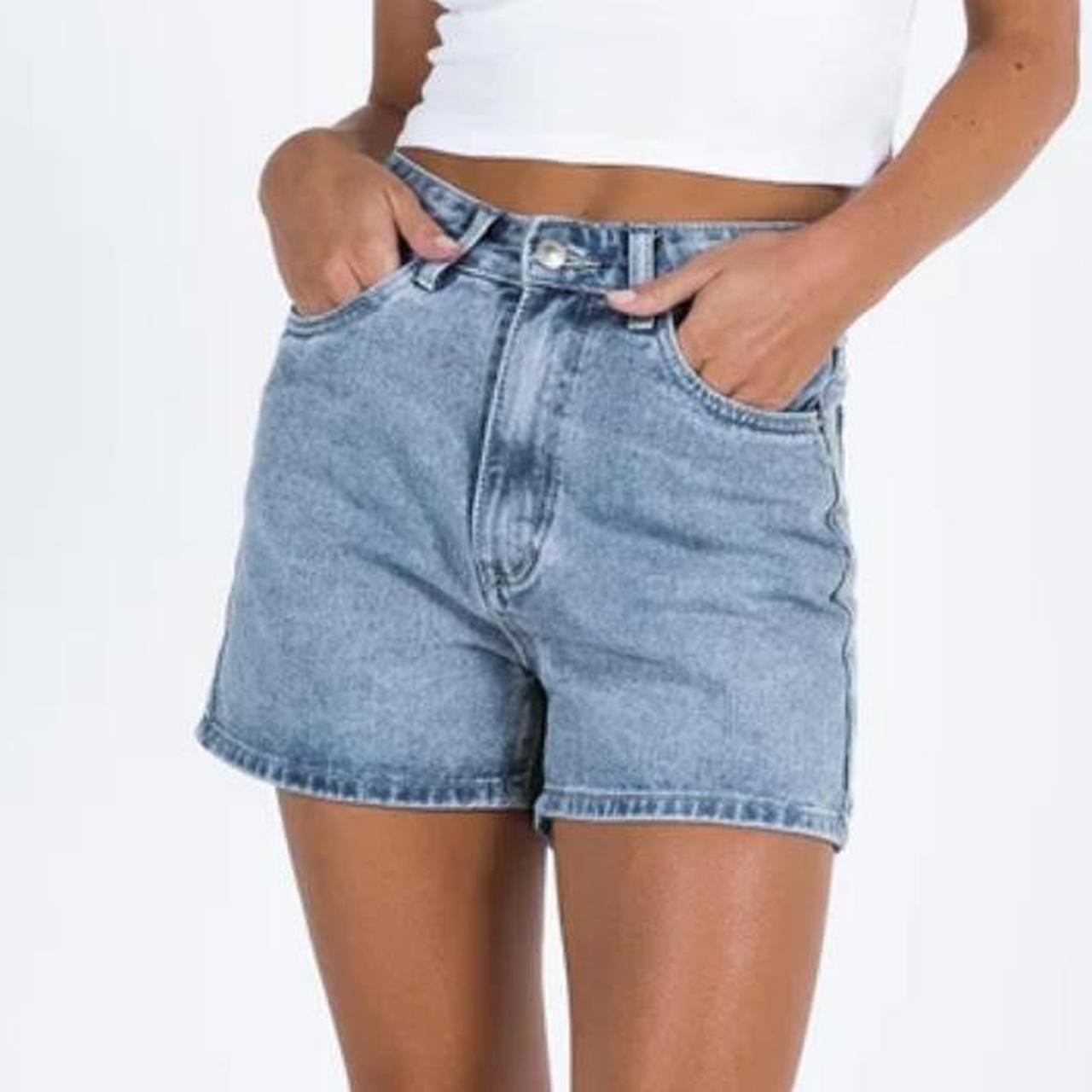 Princess Polly Tropicana Shorts high waisted blue... - Depop