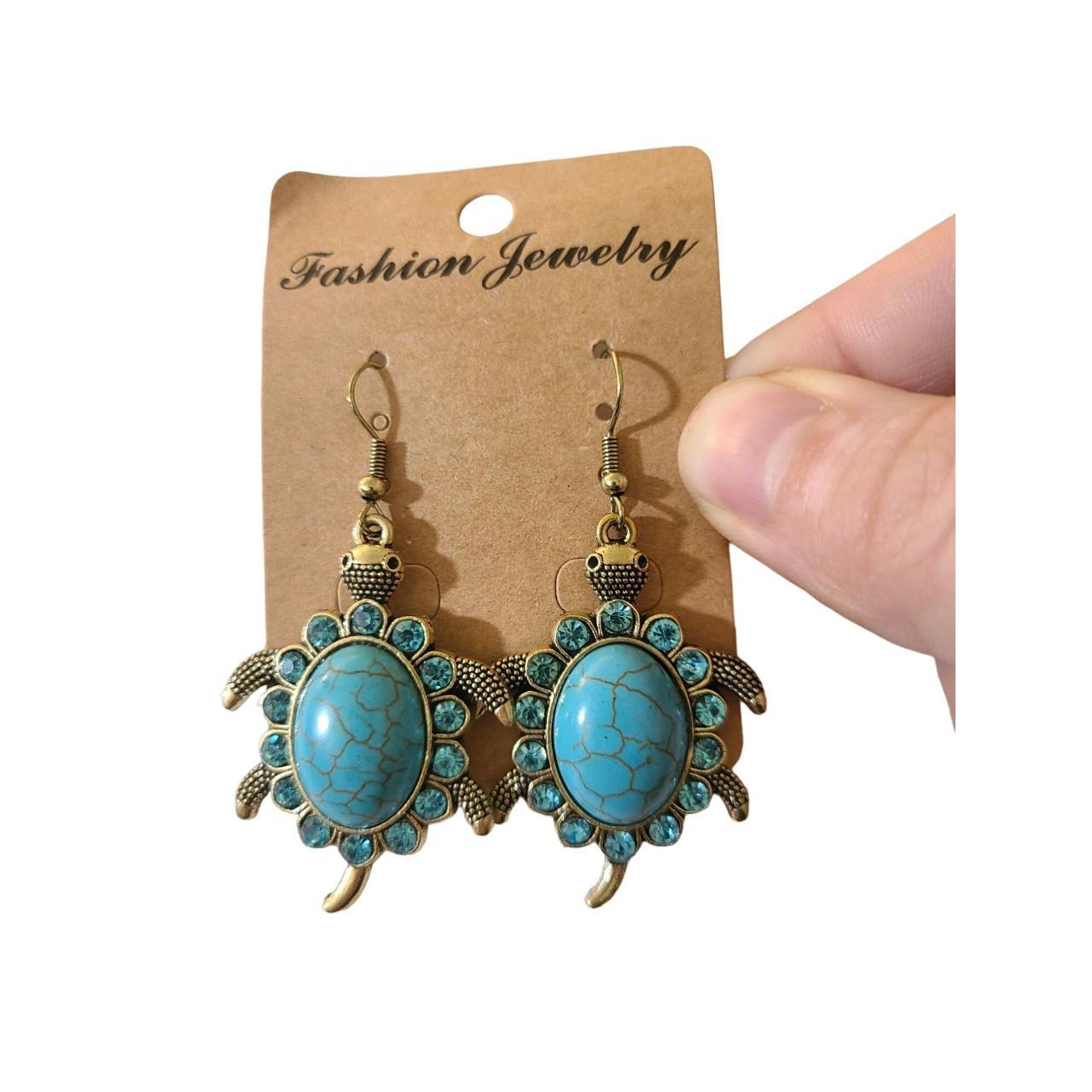 Unique Turtle Earrings Made Of Rhinestones And Zinc Depop