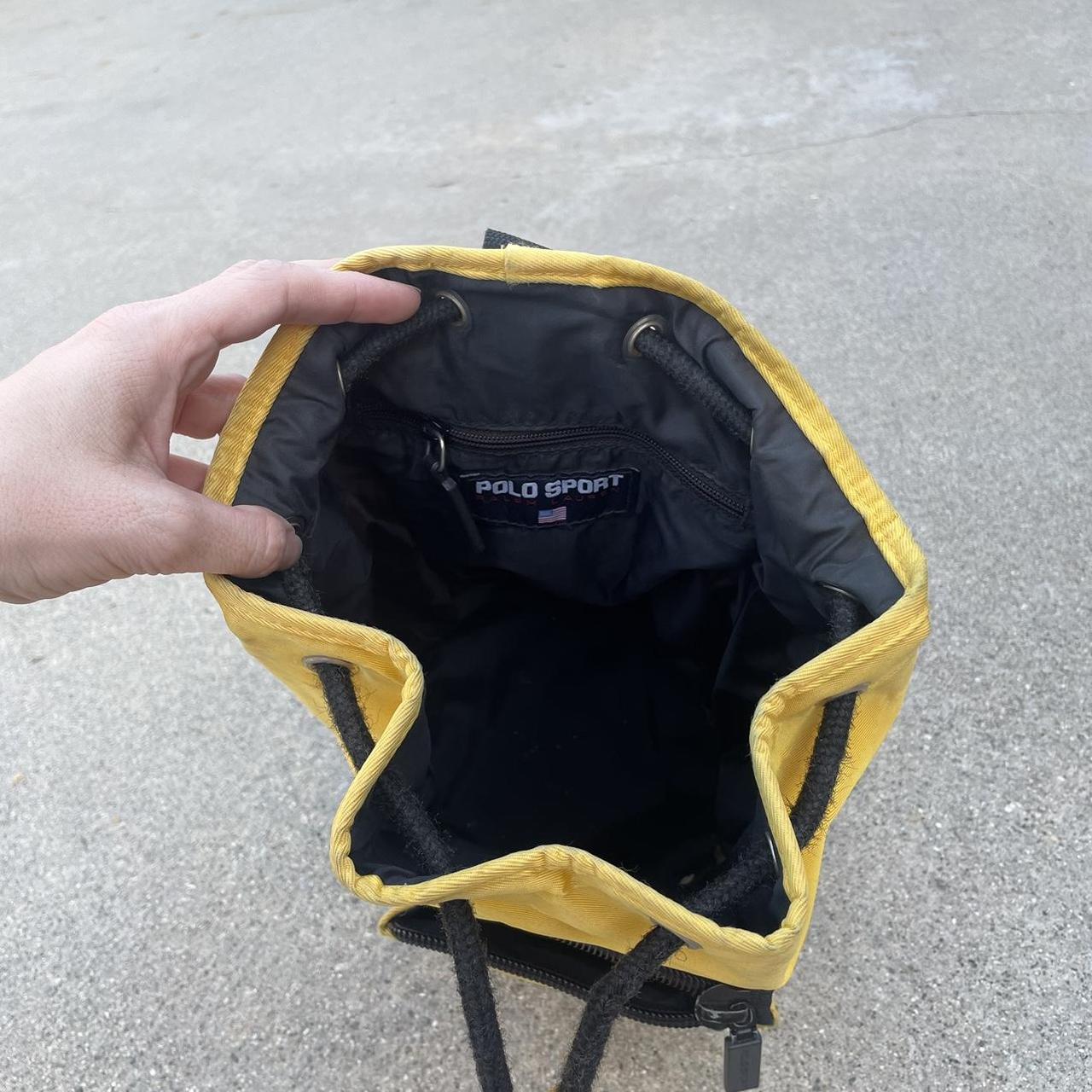 1990s highlighter yellow Polo Sport bucket backpack... - Depop