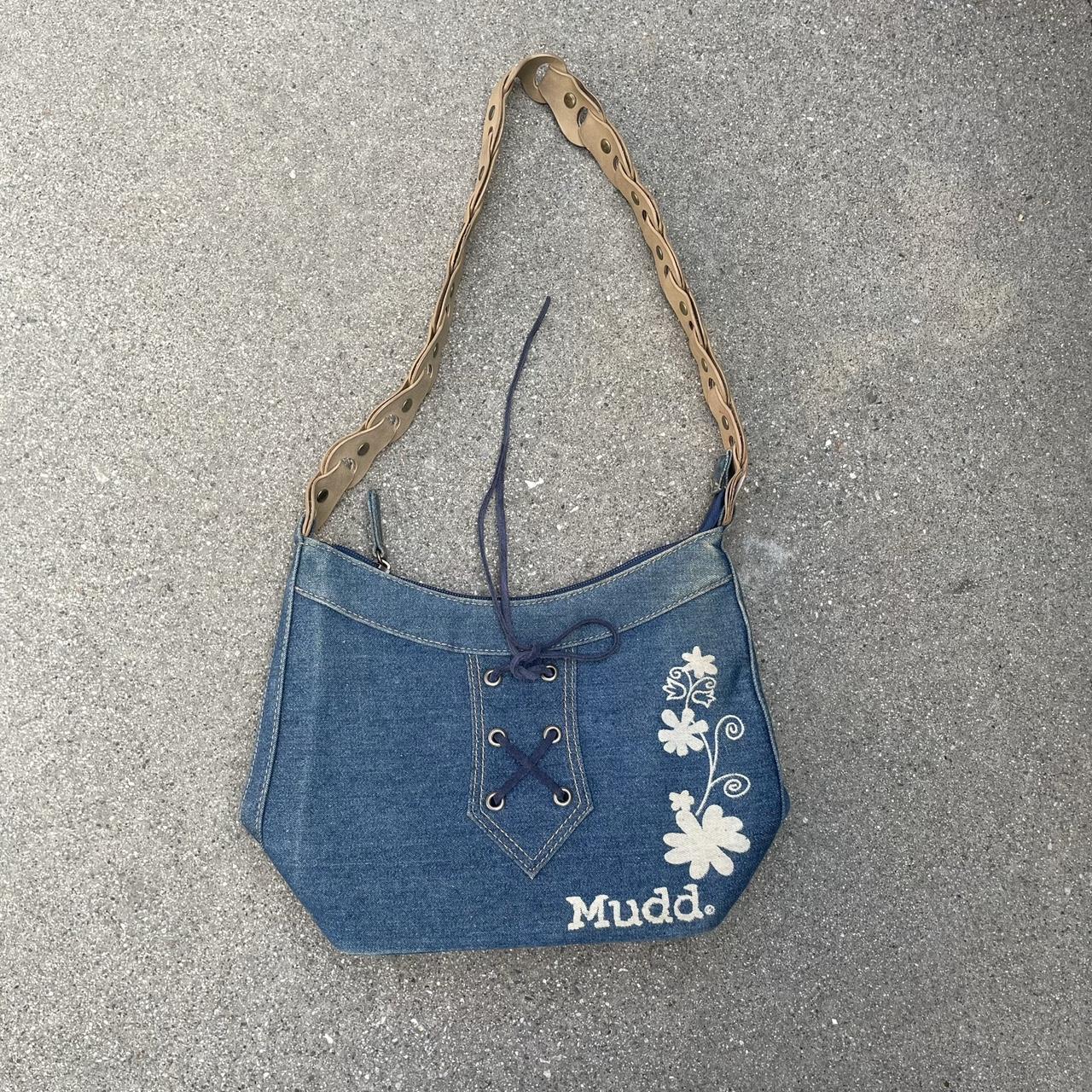 90s denim MUDD lace up shoulder bag 🦋 See photos for... - Depop
