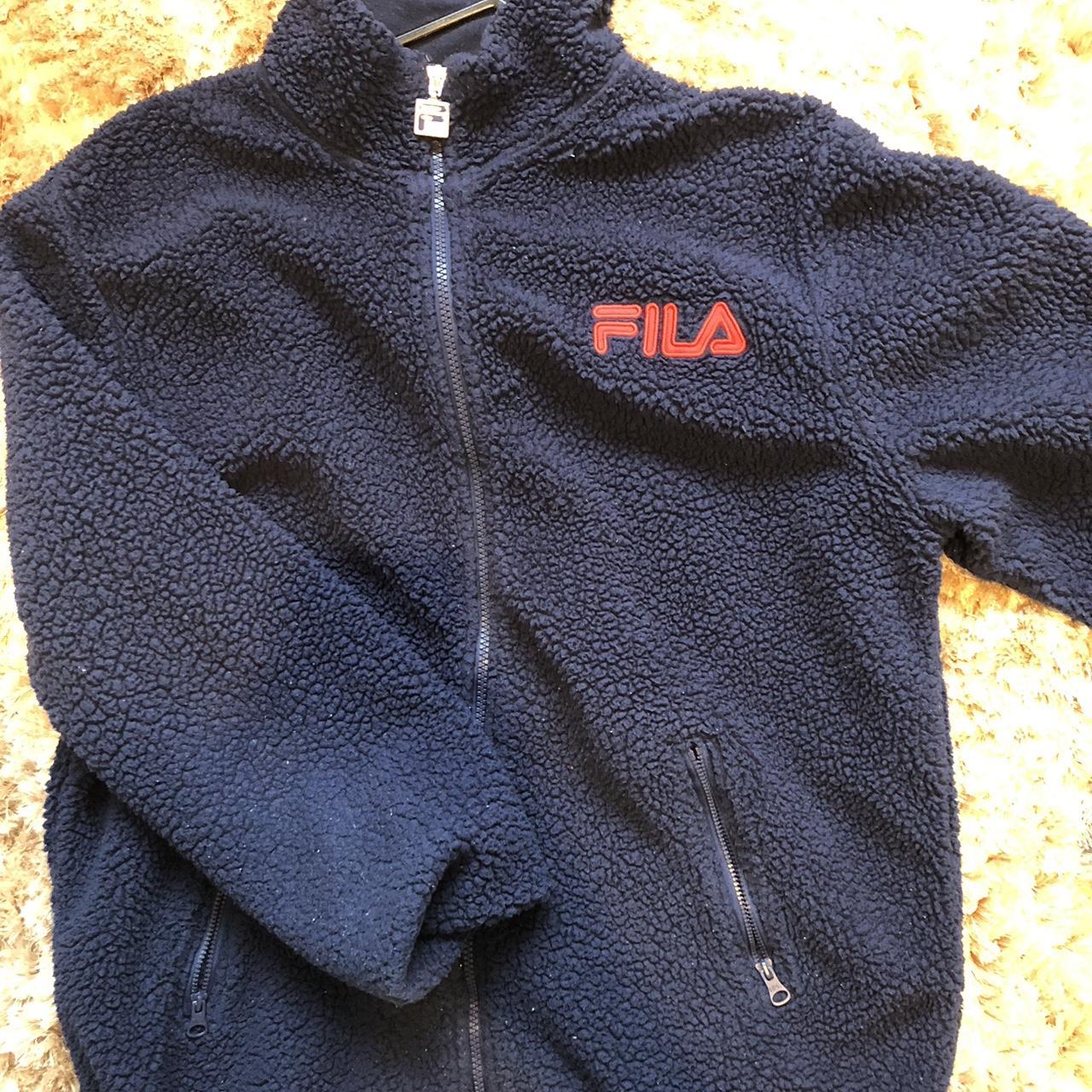 Fila Fleece Jacket Navy - Depop