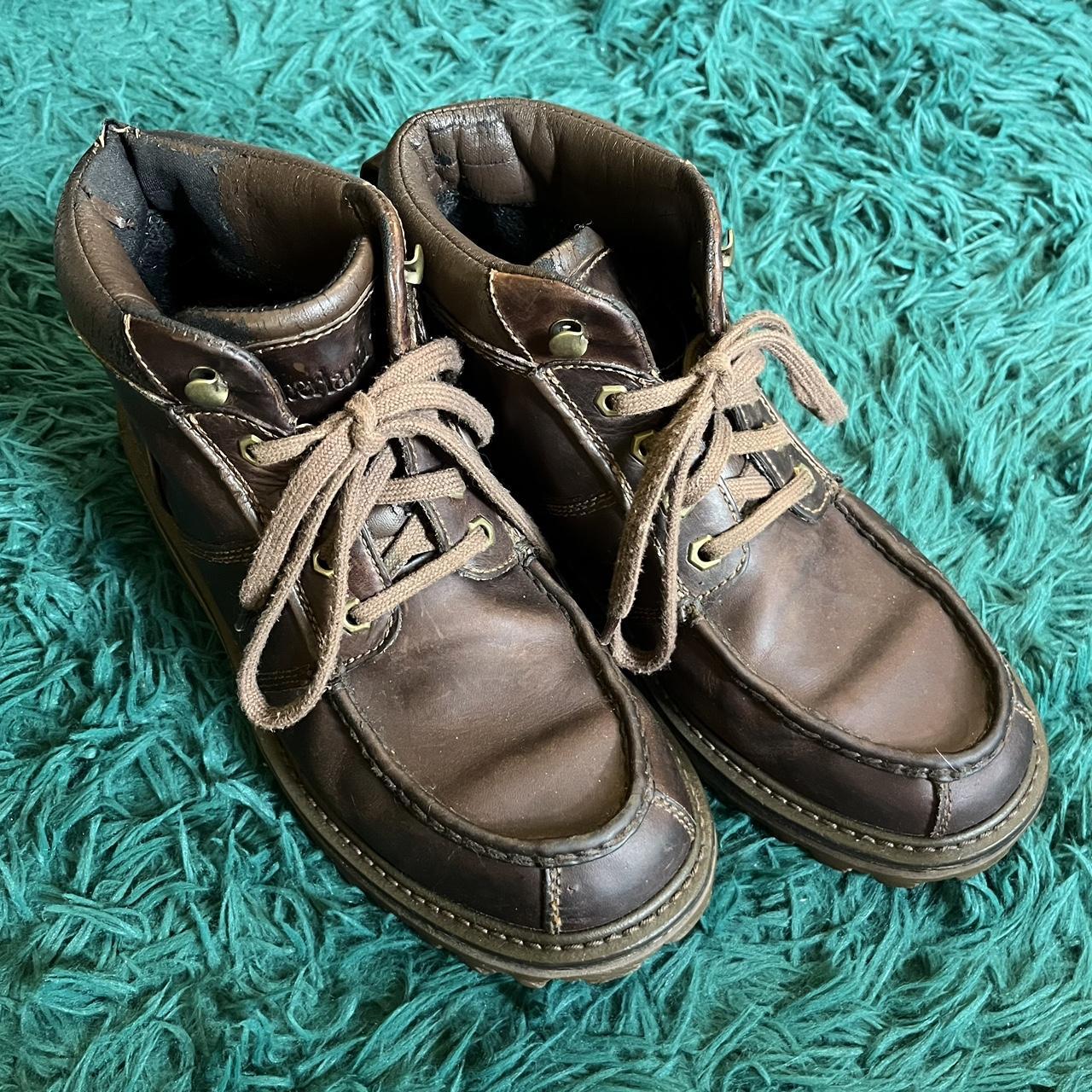 Timberland Brown Leather Boots Men’s Size 9... - Depop