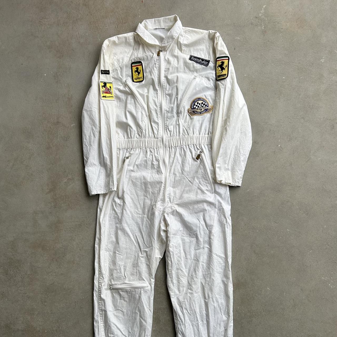 Vintage Ferrari Racing Jump Suit size Small Length... - Depop