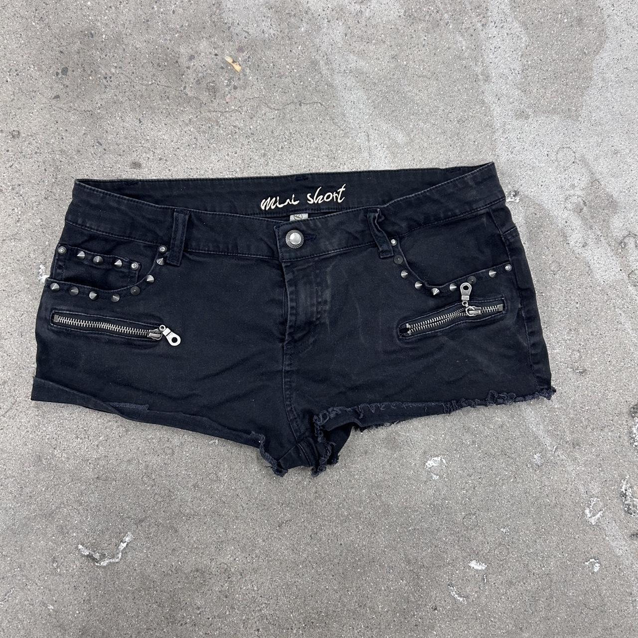 Y2K Cyber Punk Studded Hardware Mini Shorts size... | Depop