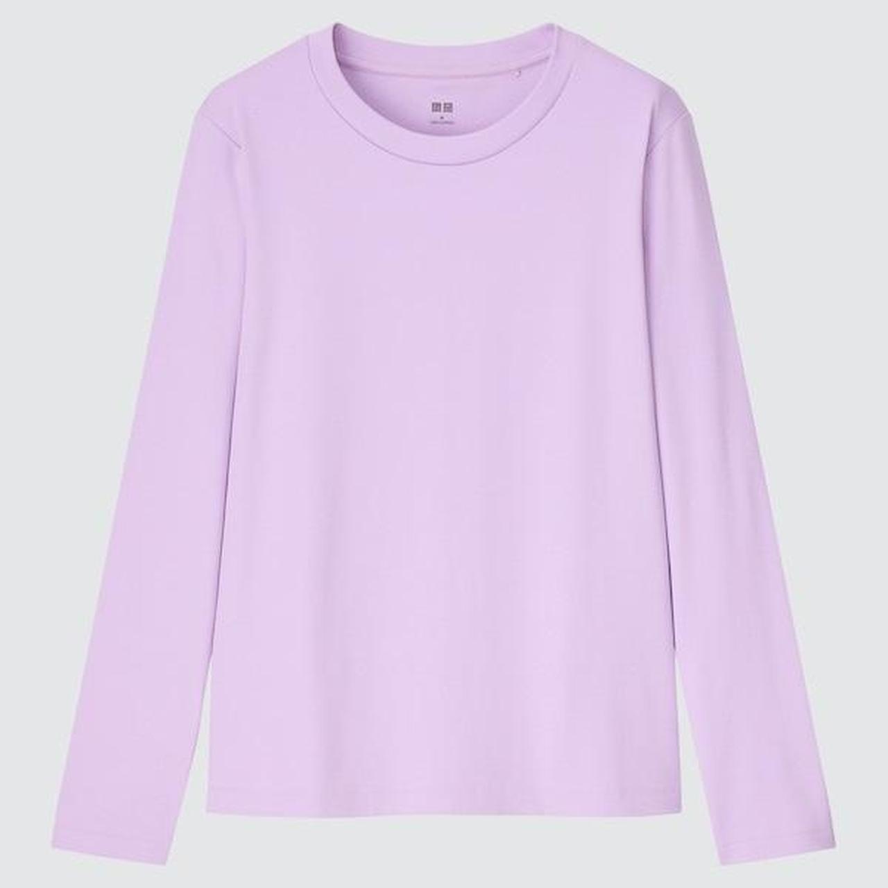 UNIQLO Crew Neck Long Sleeve T in Light Purple🦄 -... - Depop